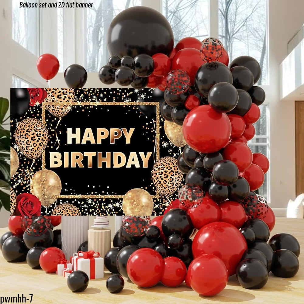 88pcs Balloon Arch Kit with 40x60" Happy Birthday Banner - Red Black ...