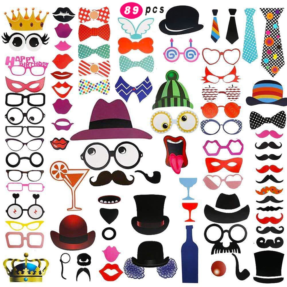 89 Pieces Photo Booth Props DIY Kit Graduation Funny Selfie Props ...
