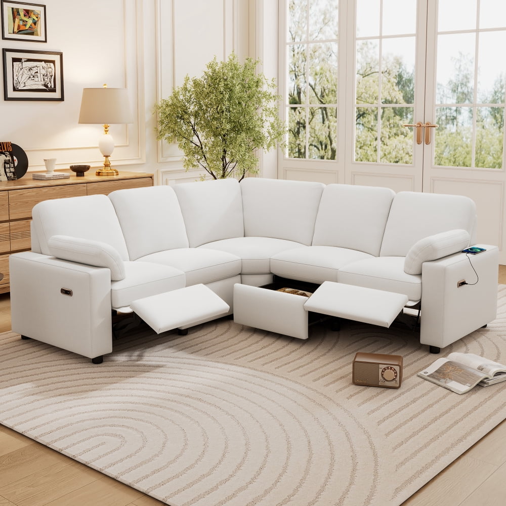 89" Power Recliner Sectional Sofa with Two Power Recliners, Home ...