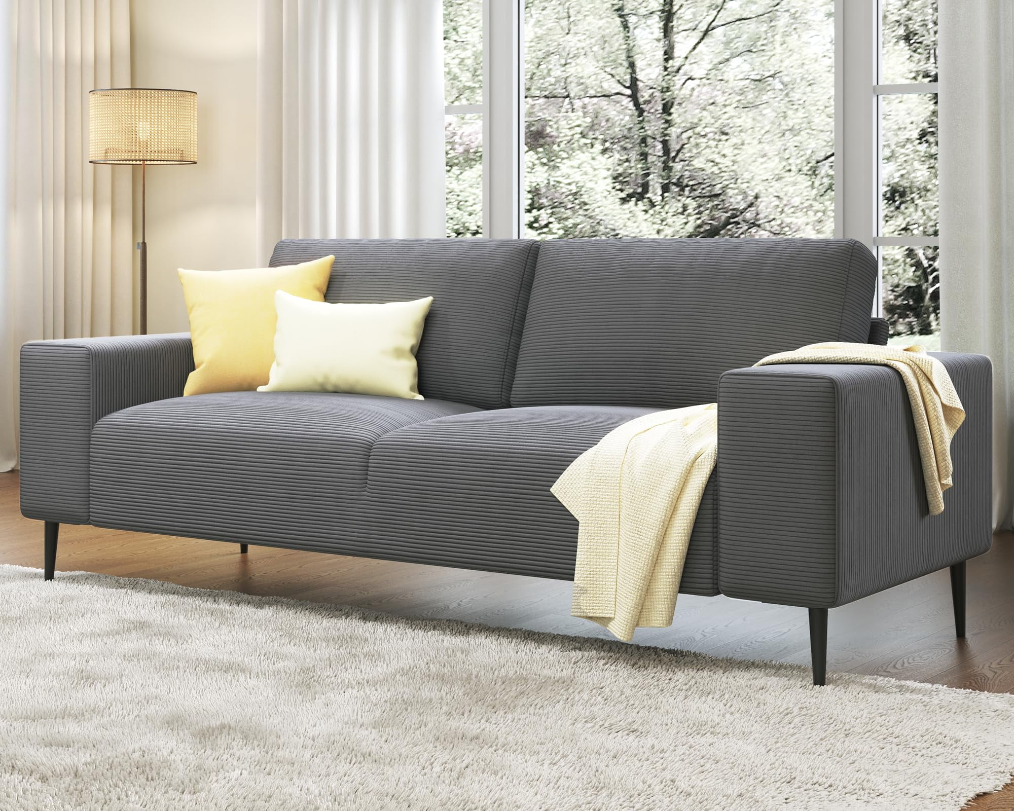 89 inch 3 Seater Sofa, Cozy Couch with Extra Deep Seats, Modern Sofa ...