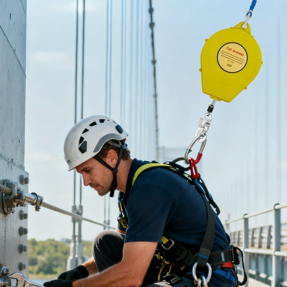 8900N 30m Yellow Fall Protection Gear with Self-locking & Dual-disc Braking Aircraft Work ...