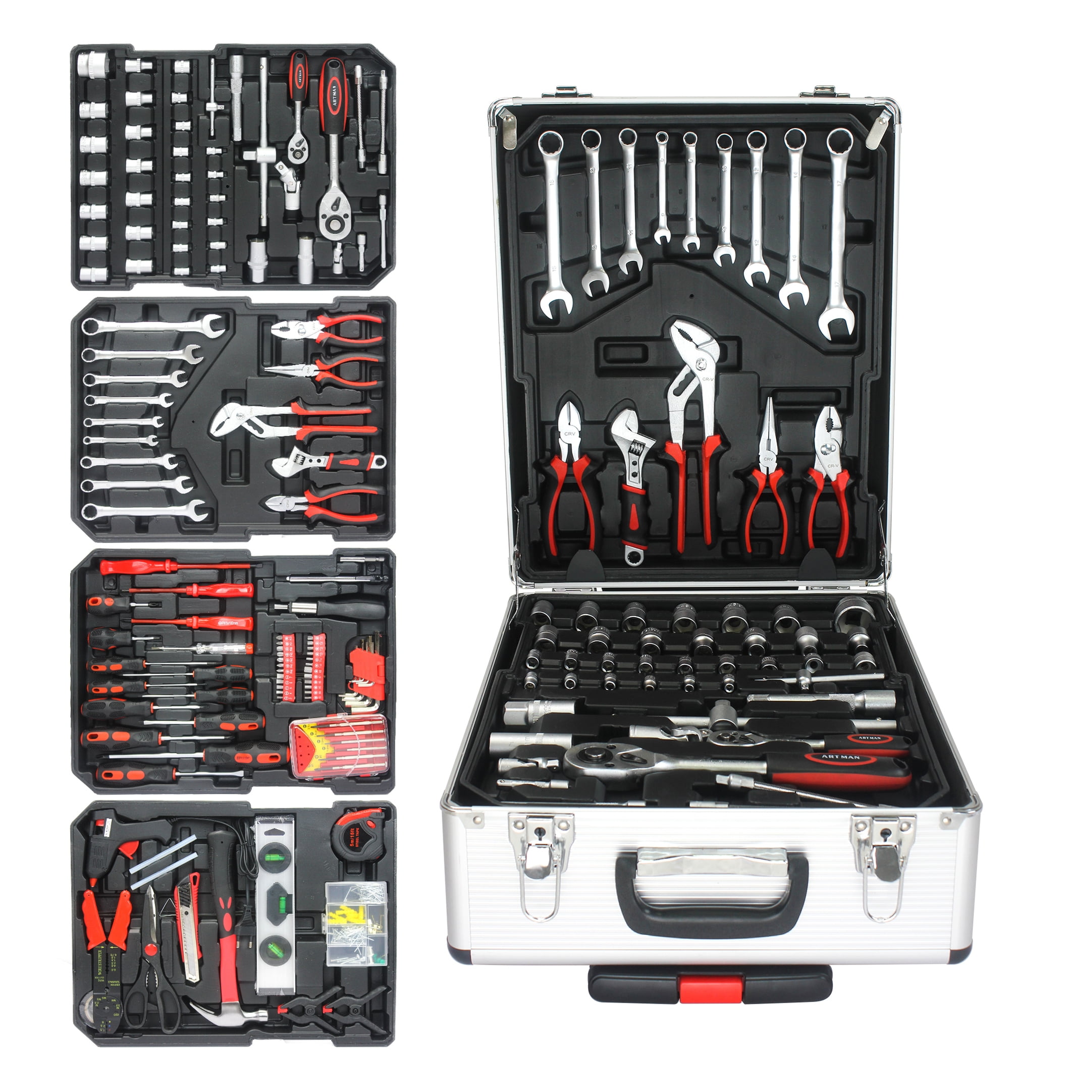 899pcs Home Repair Tool Set Kit, Toolbox Storage Case with 4 Drawers ...