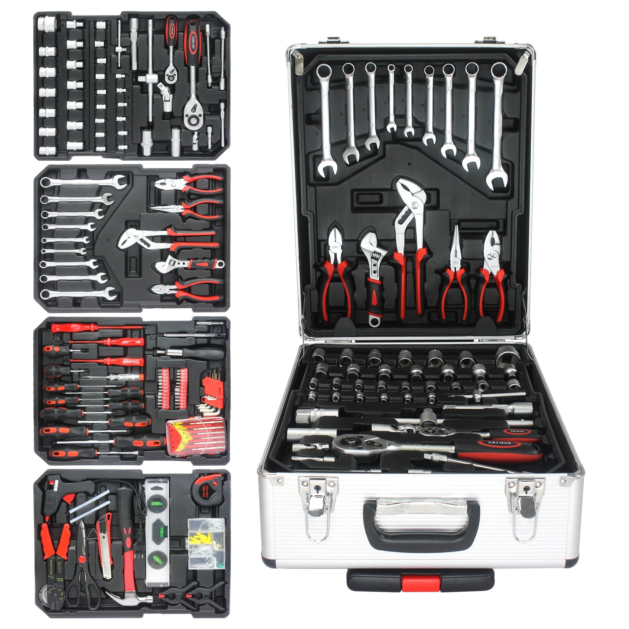 899pcs Household Repair Tool Collection, Tool Storage Box with 4 ...