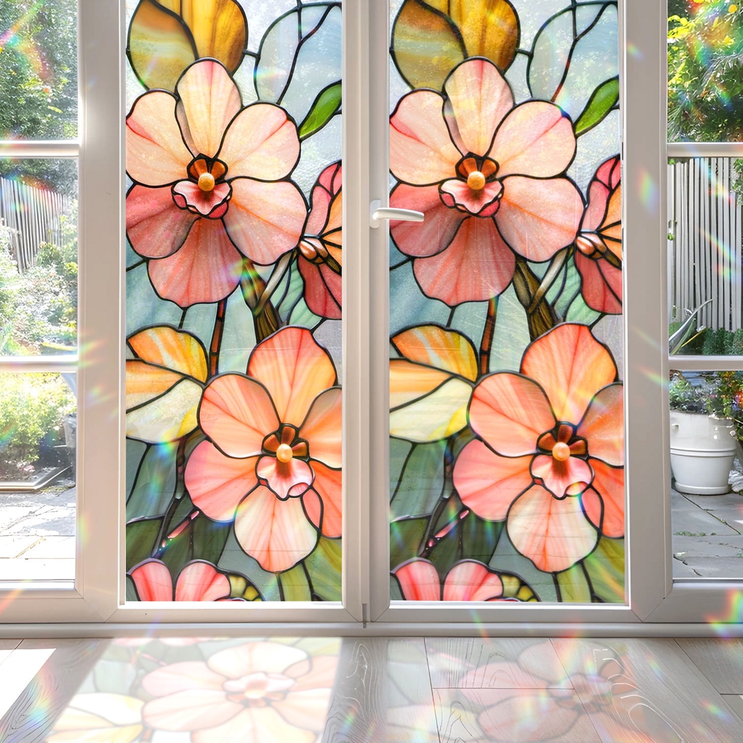 89Bloom 17.7 x39.4 Inches Decorative Begonia Stained Glass Window Film ...