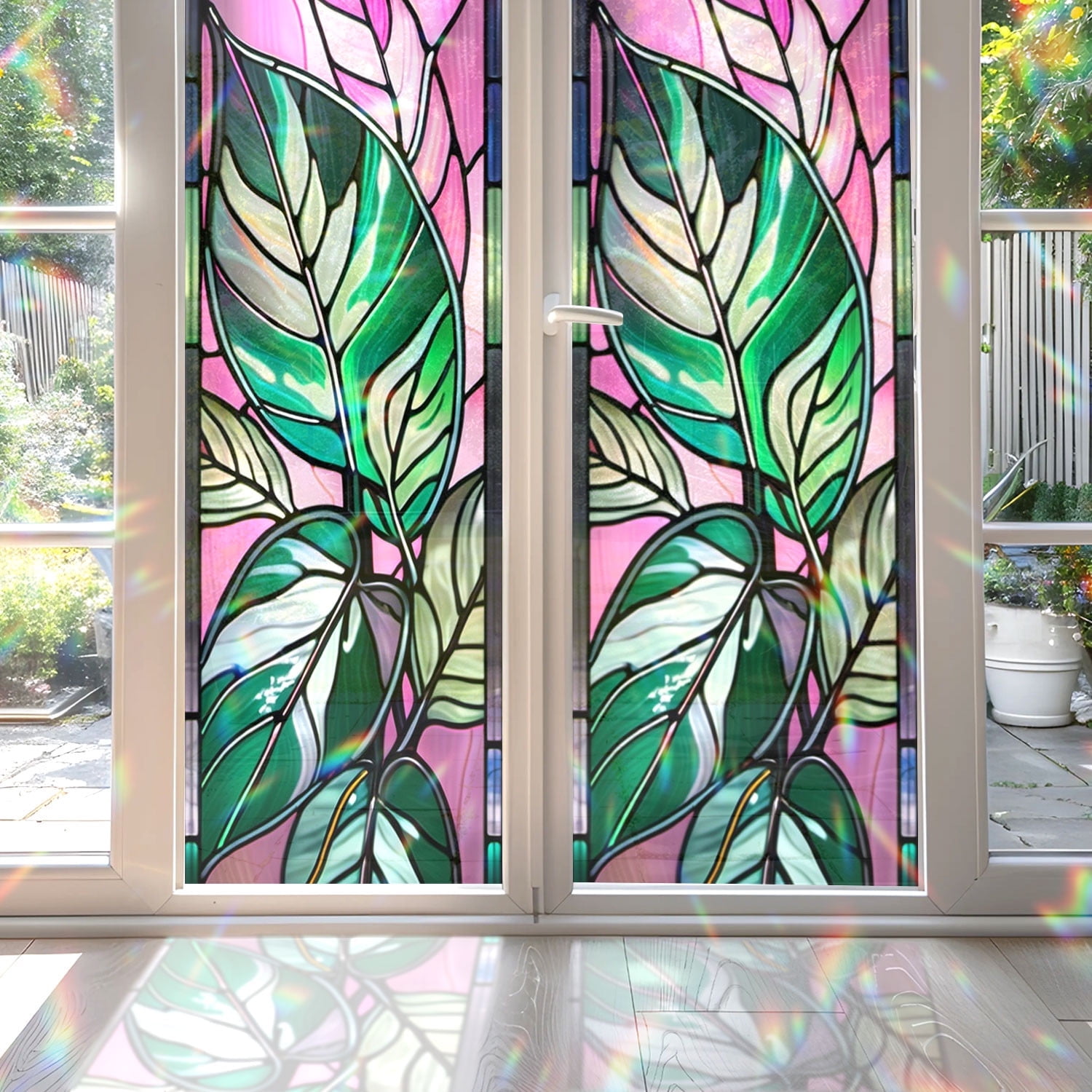 89Bloom 17.7 x39.4 Inches Decorative Chinese Evergreen Stained Glass ...