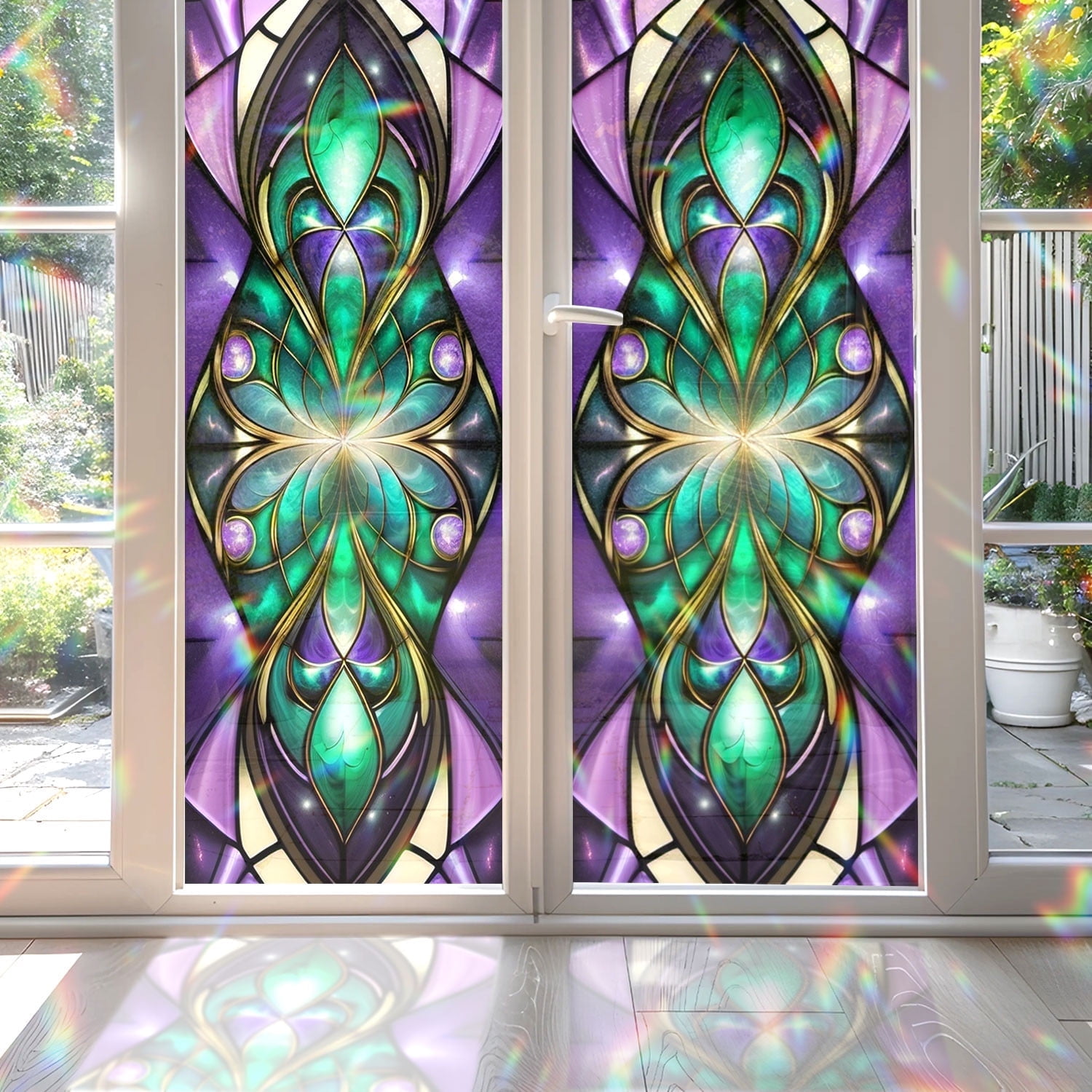 89Bloom 17.7 x39.4 Inches Decorative Quantum Fractals Stained Glass ...