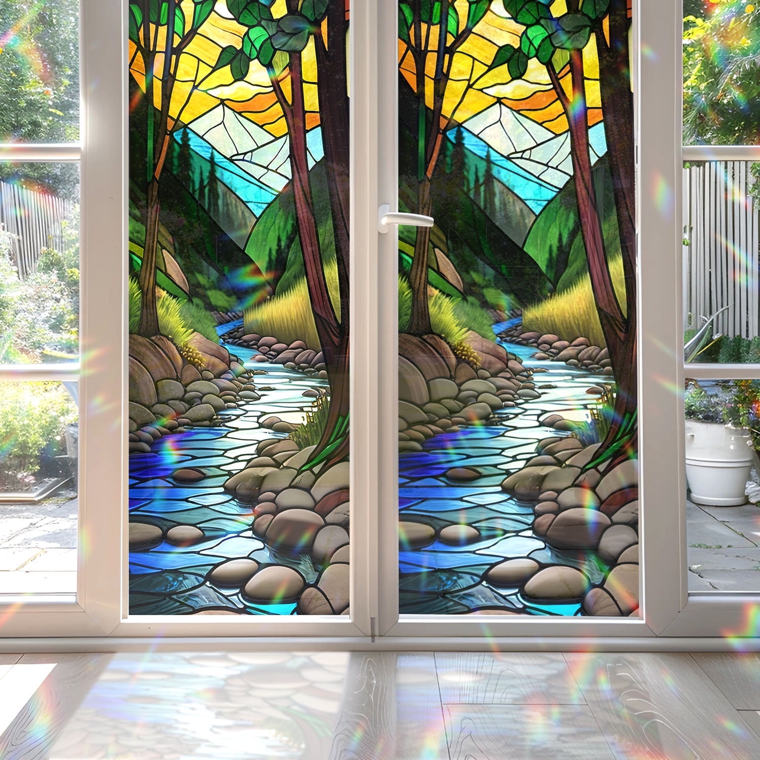 89Bloom 17.7 x39.4 Inches Decorative River Stained Glass Window Film ...