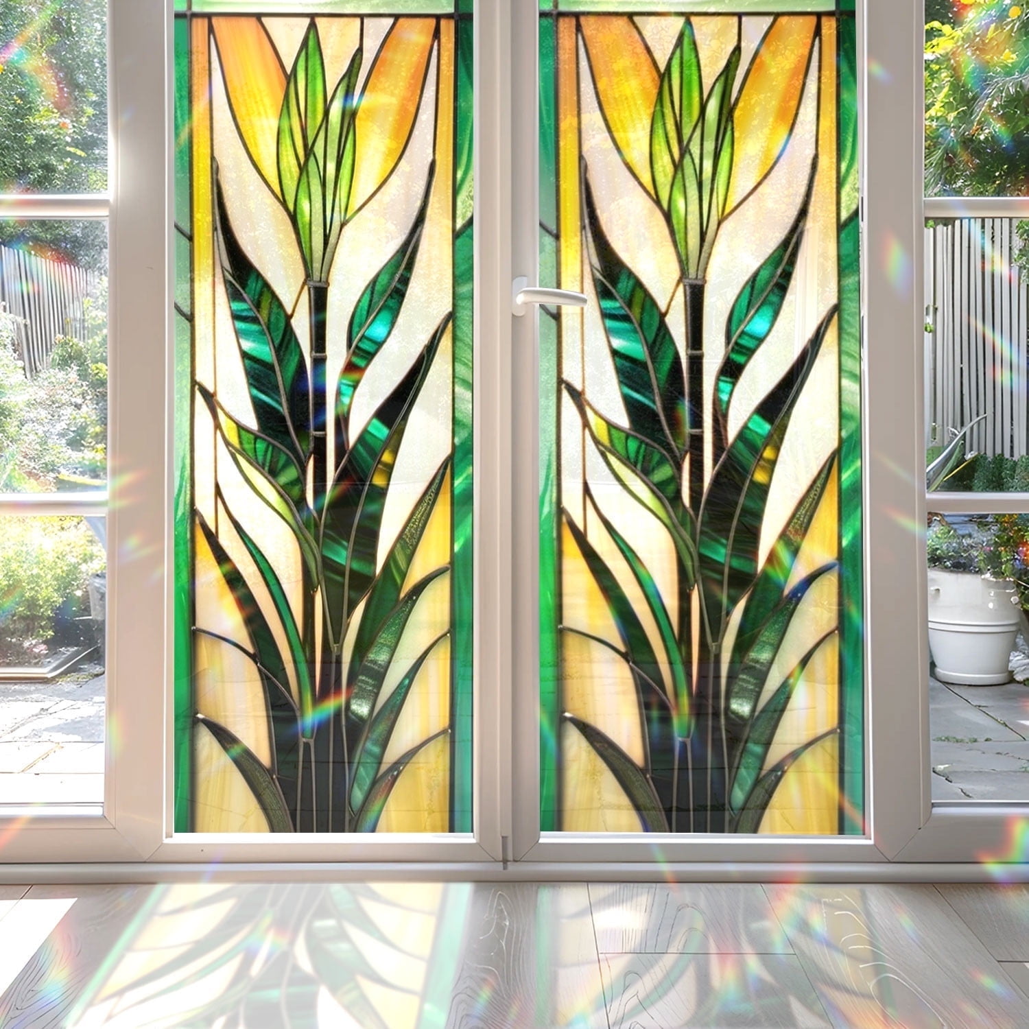 89Bloom Window Film Snake Plant 17.7 x 39.4 in for Glass Door Anti UV ...