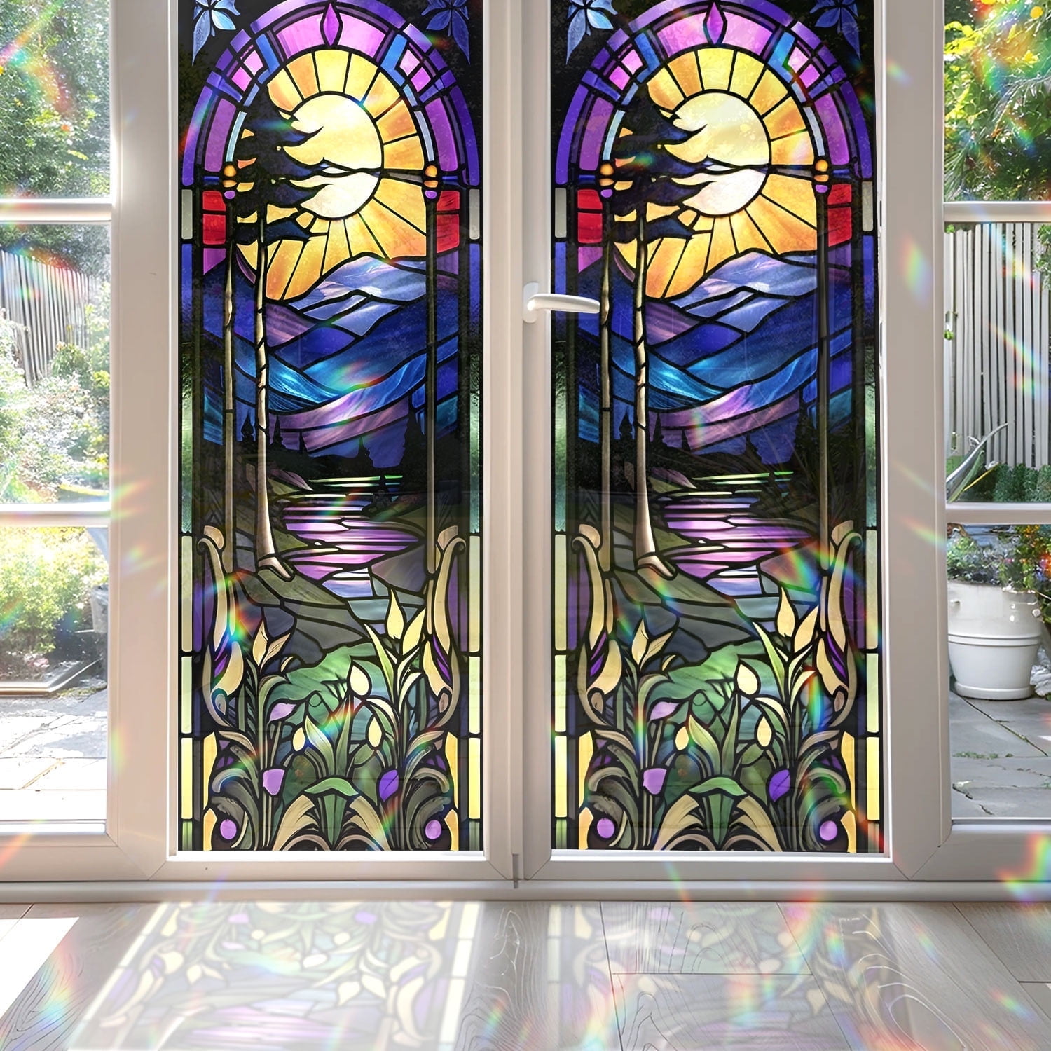 89Bloom 17.7 x39.4 Inches Decorative Twilight Stained Glass Window Film ...
