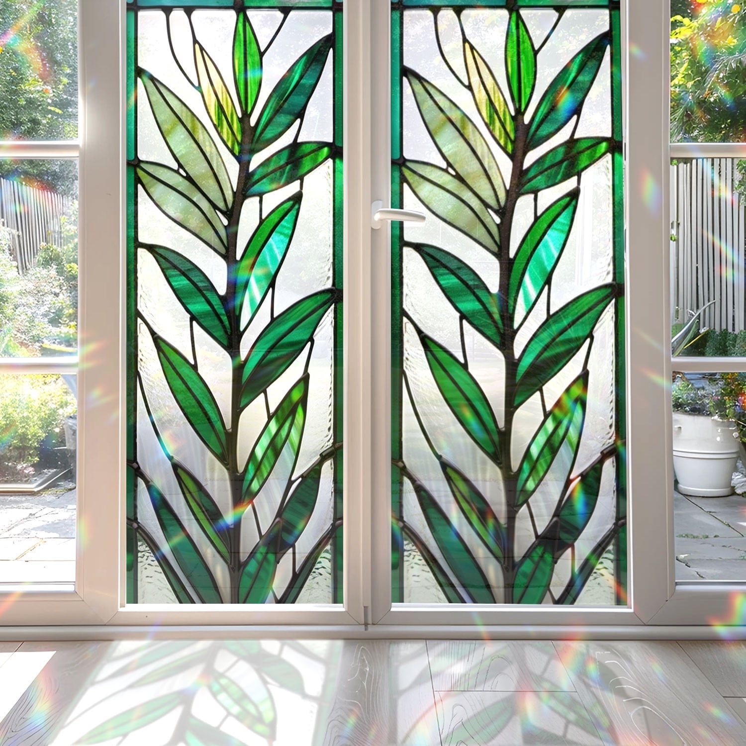 89Bloom 17.7 x39.4 Inches Decorative ZZ Plant Stained Glass Window Film ...