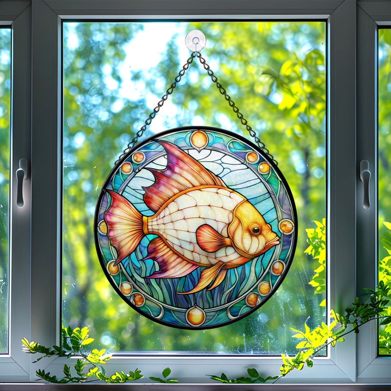 89Bloom Batfish Window Hanging Stained Glass, Batfish Suncatchers for ...