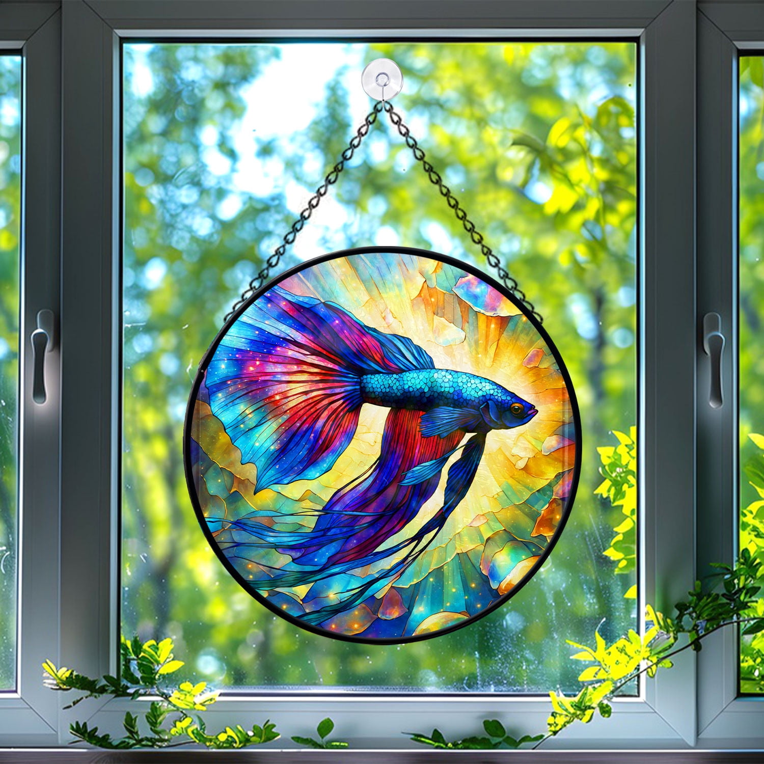 89Bloom Betta Splendens Window Hanging Stained Glass, Betta Splendens ...