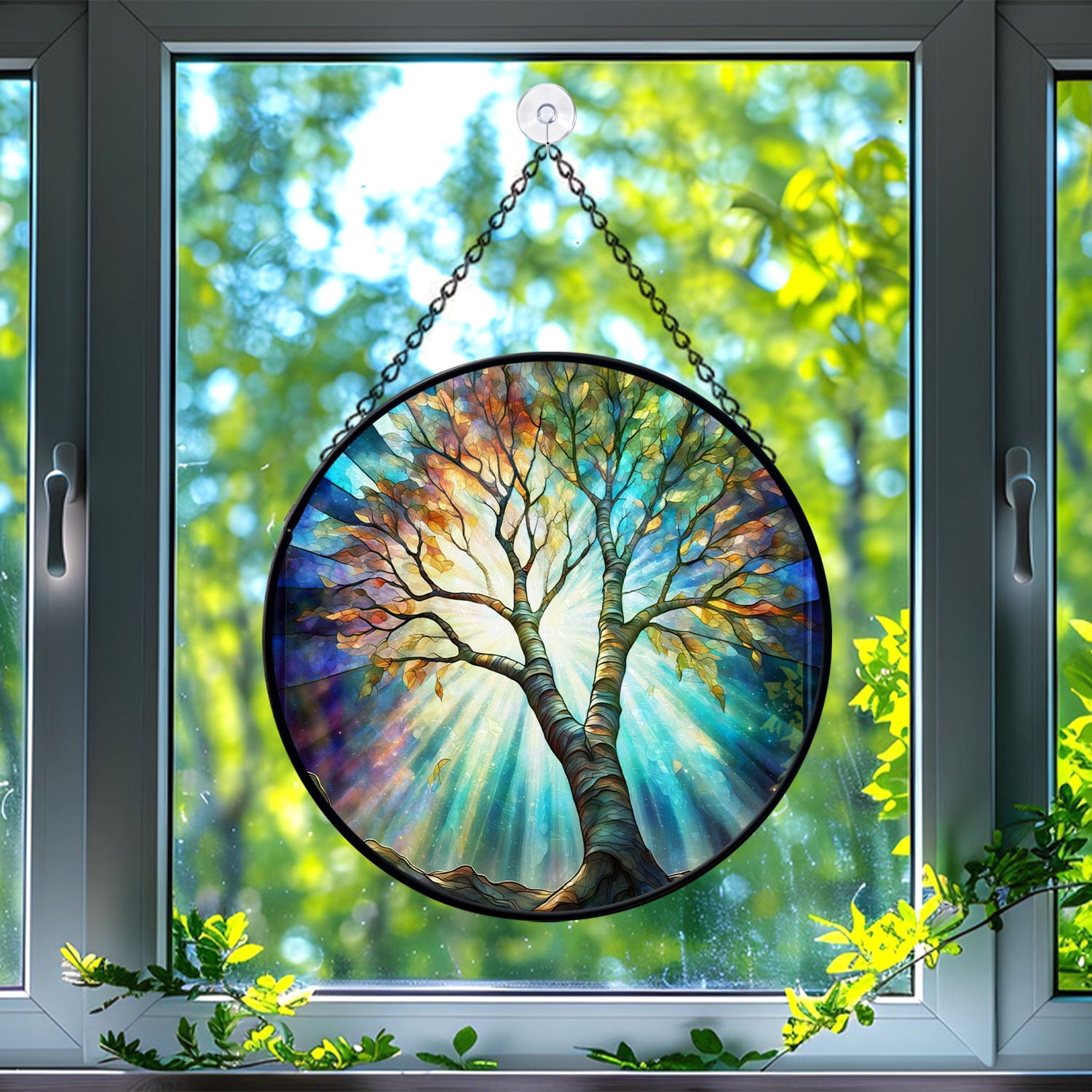 89Bloom Birch Tree Window Hanging Stained Glass, Birch Tree Suncatchers ...