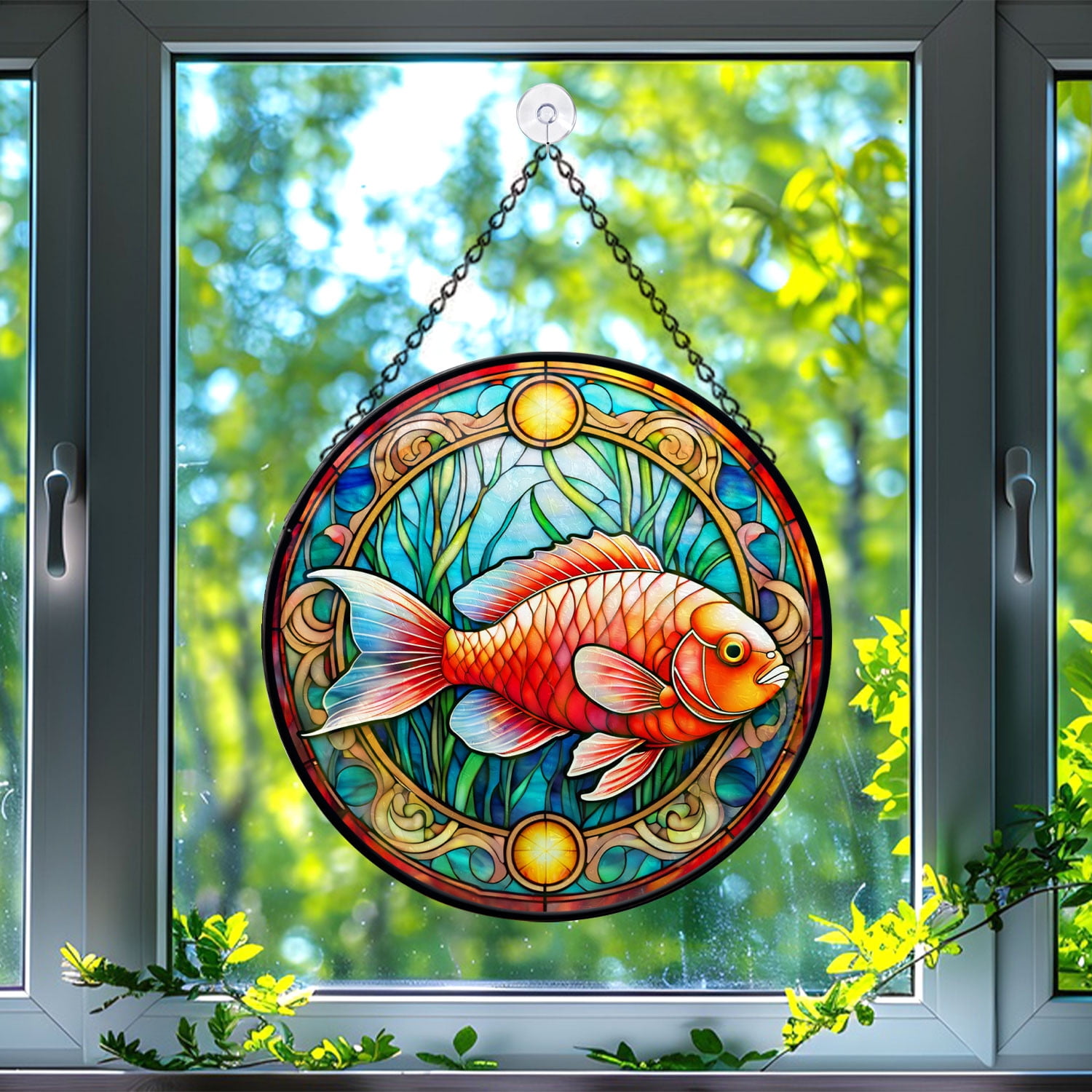 89Bloom Blood Parrot Window Hanging Stained Glass, Blood Parrot ...