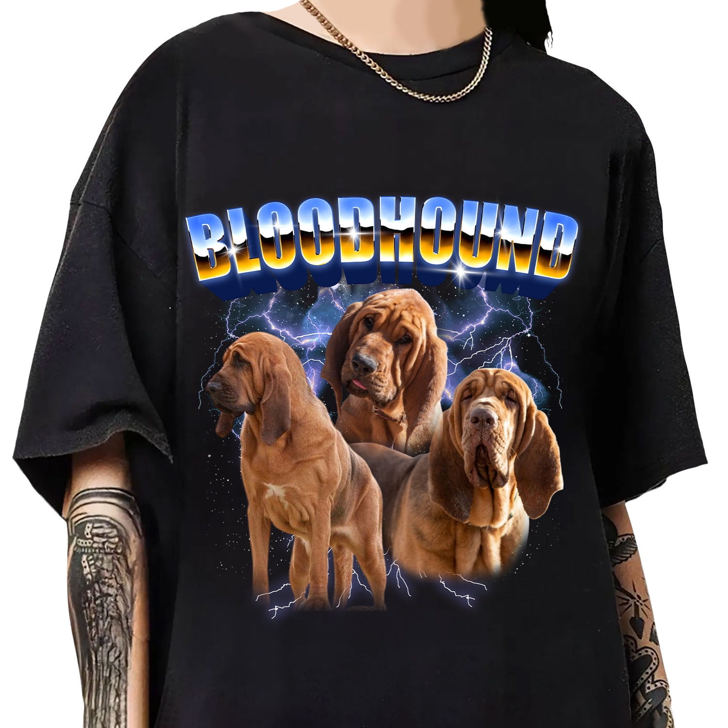 89Bloom Bloodhound Washed T-Shirt, Dog Breed Vintage Tee for Women Mom ...