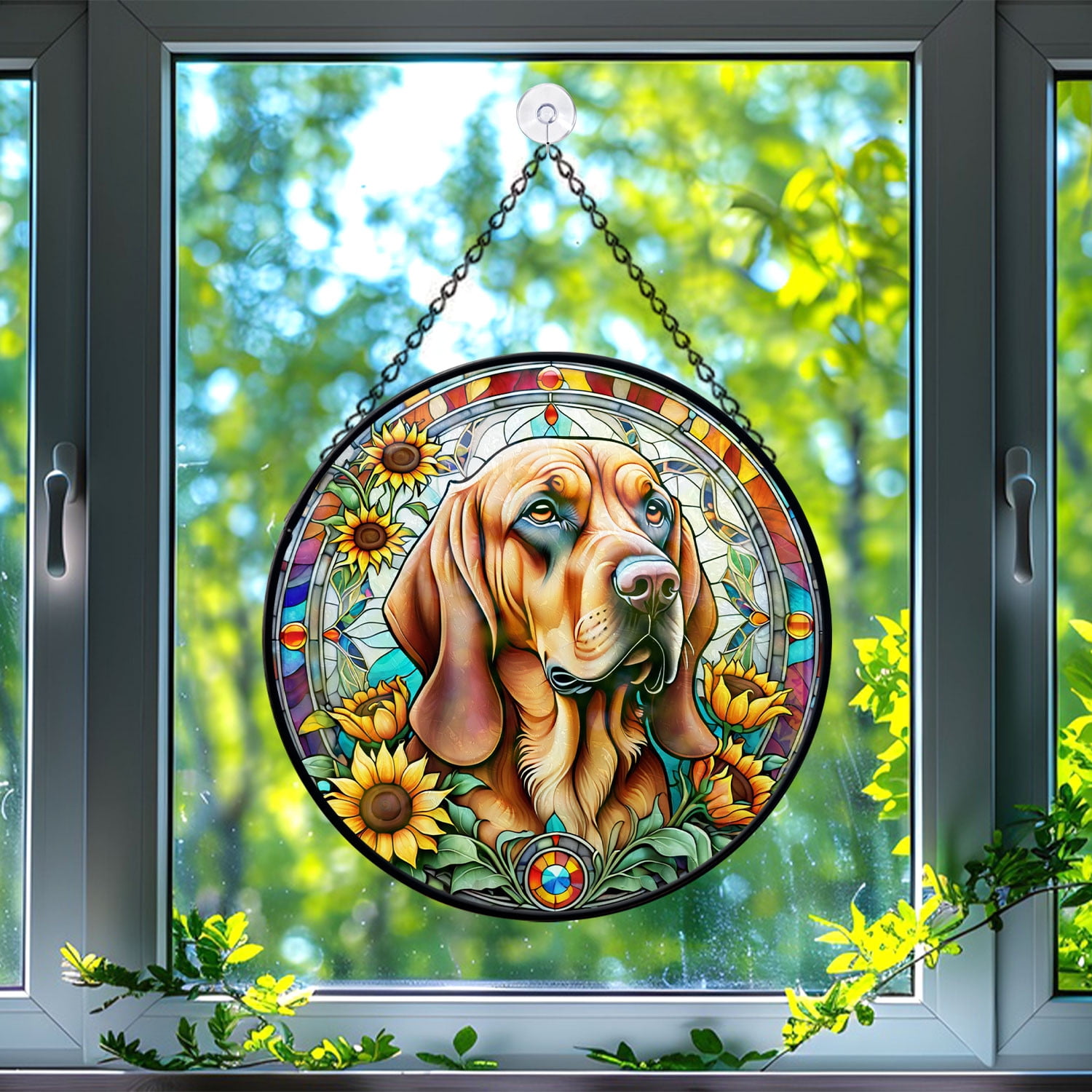 89Bloom Bloodhound Window Hanging Stained Glass, Bloodhound Suncatchers ...