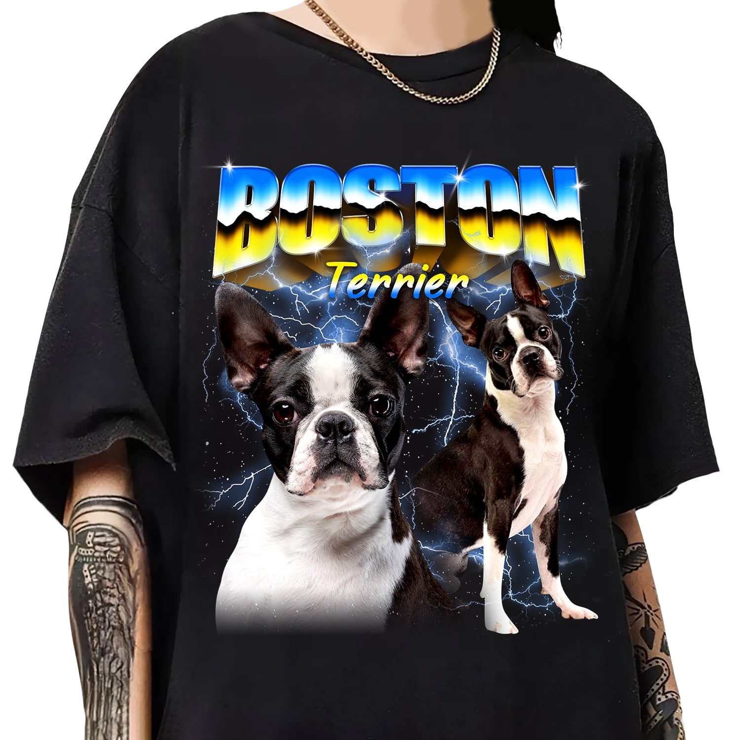 89Bloom Boston Terrier Washed T-Shirt, Dog Breed Vintage Tee for Women Mom Lady Grandma, Cute ...
