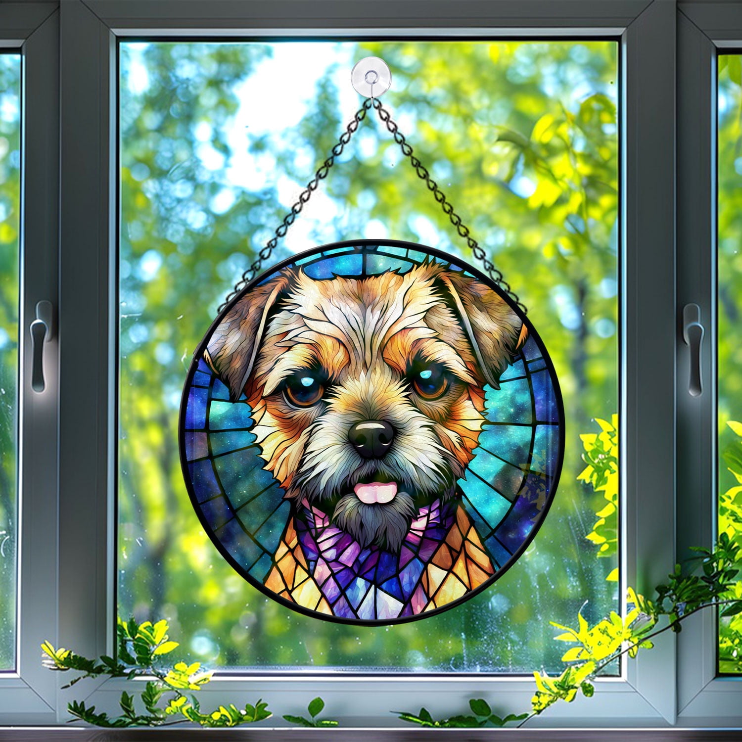 89Bloom Boston Terrier Window Hanging Stained Glass, Boston Terrier ...