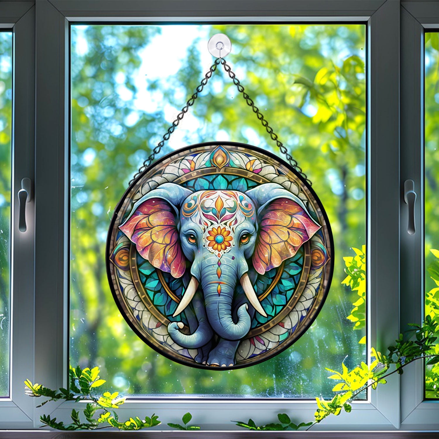 89Bloom Elephant Dog Suncatcher, Stained Glass ElephantSuncatcher ...