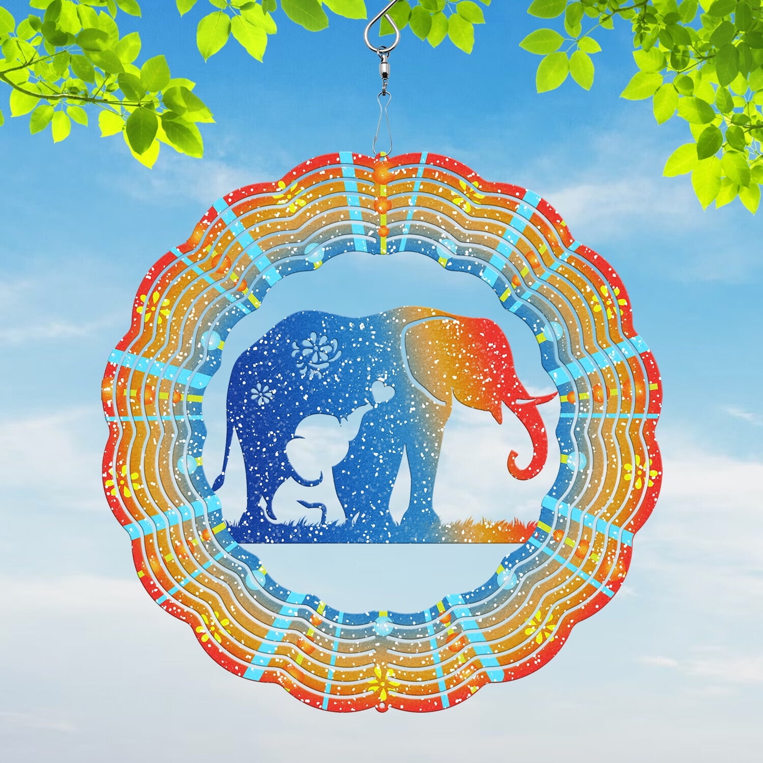 89Bloom Elephant Wind Spinner For Yard Garden, Unique 3D Hanging ...