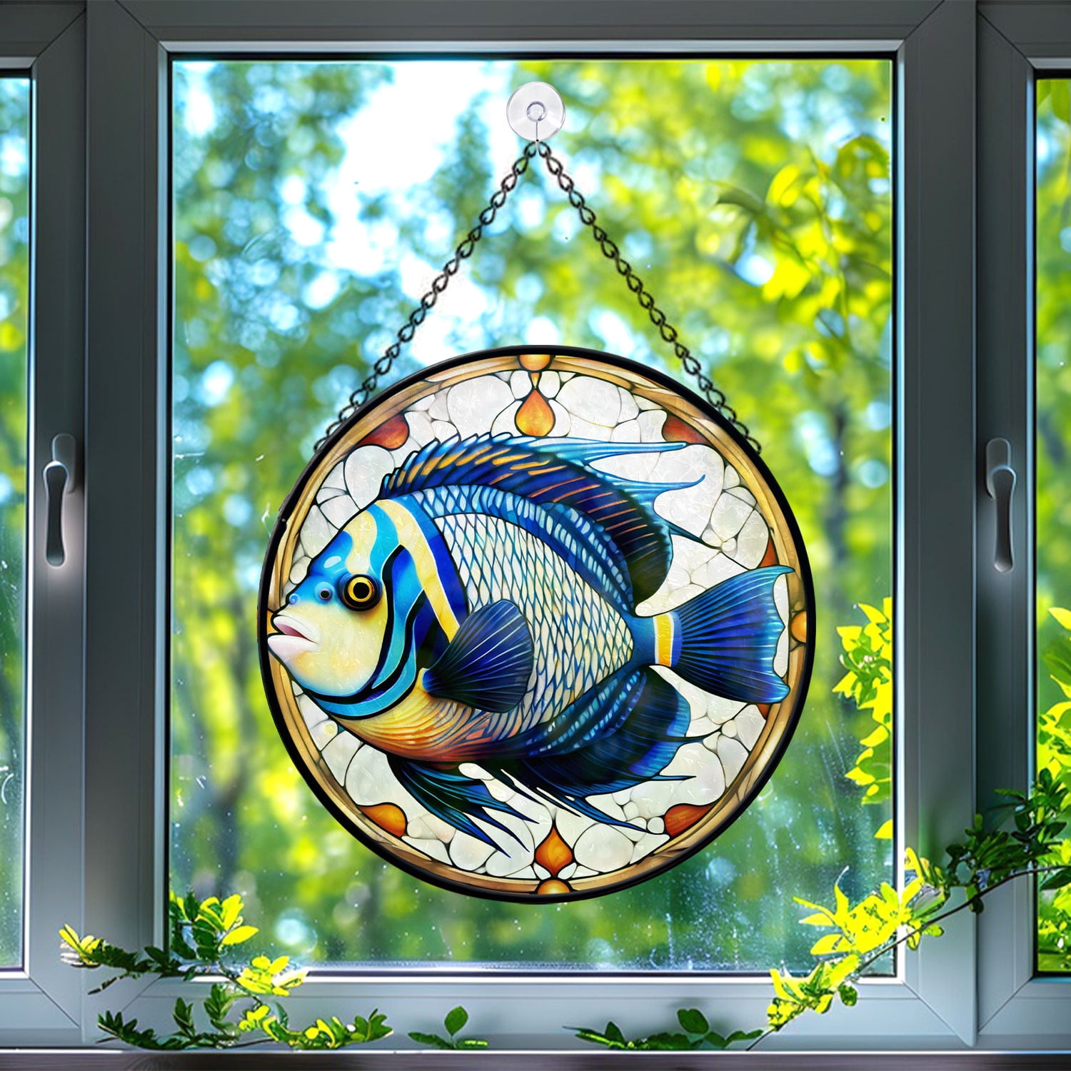 89Bloom Emperor Angelfish Window Hanging Stained Glass, Emperor ...