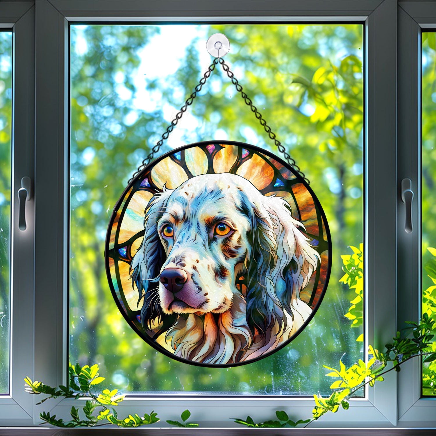 89Bloom English Setter Window Hanging Stained Glass, English Setter ...