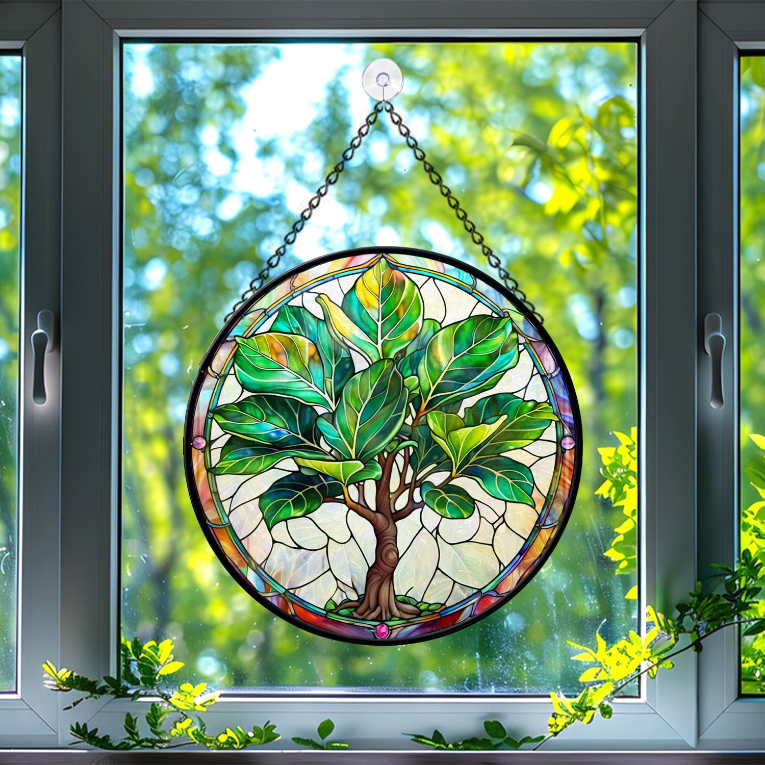 89Bloom Fiddle Leaf Fig Window Hanging Stained Glass, Fiddle Leaf Fig ...