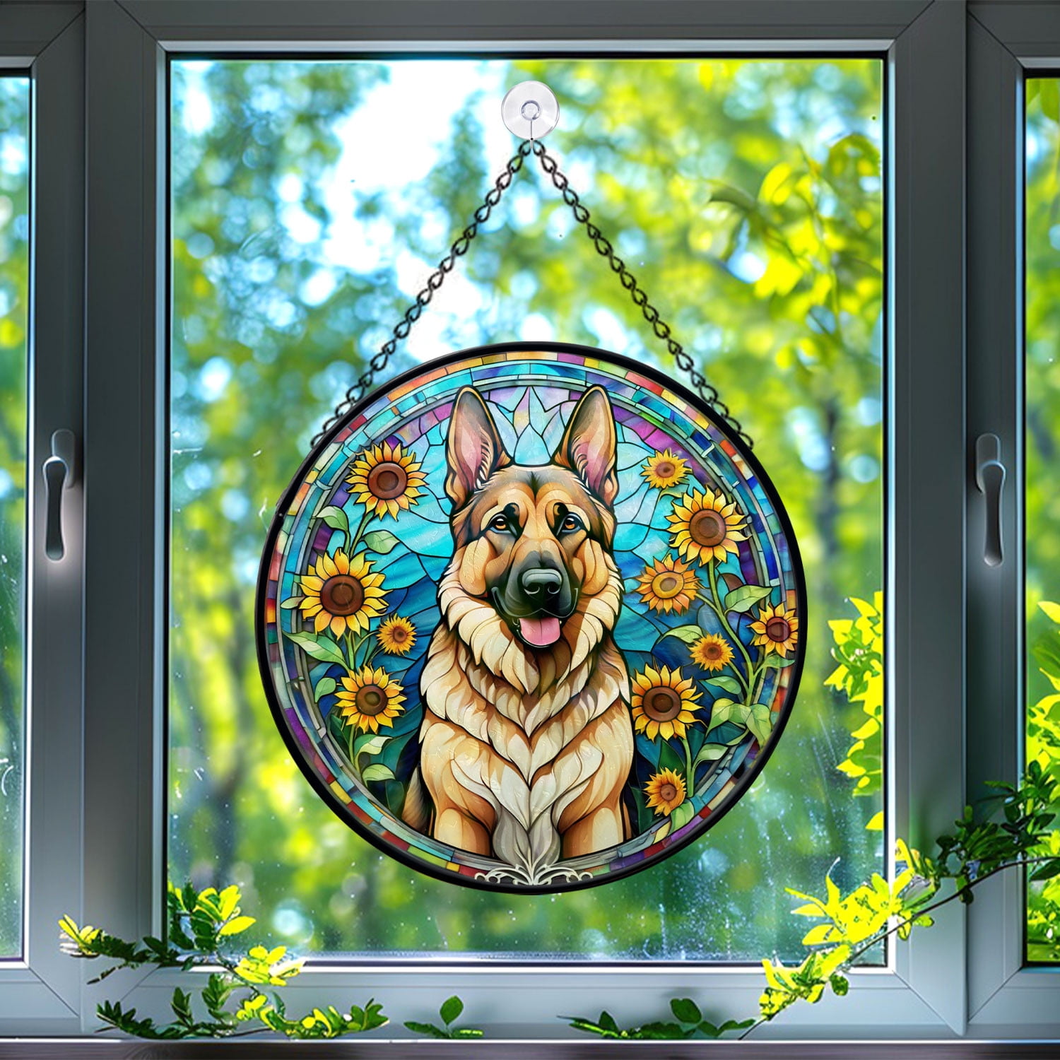 89Bloom German Shepherd Window Hanging Stained Glass, German Shepherd ...