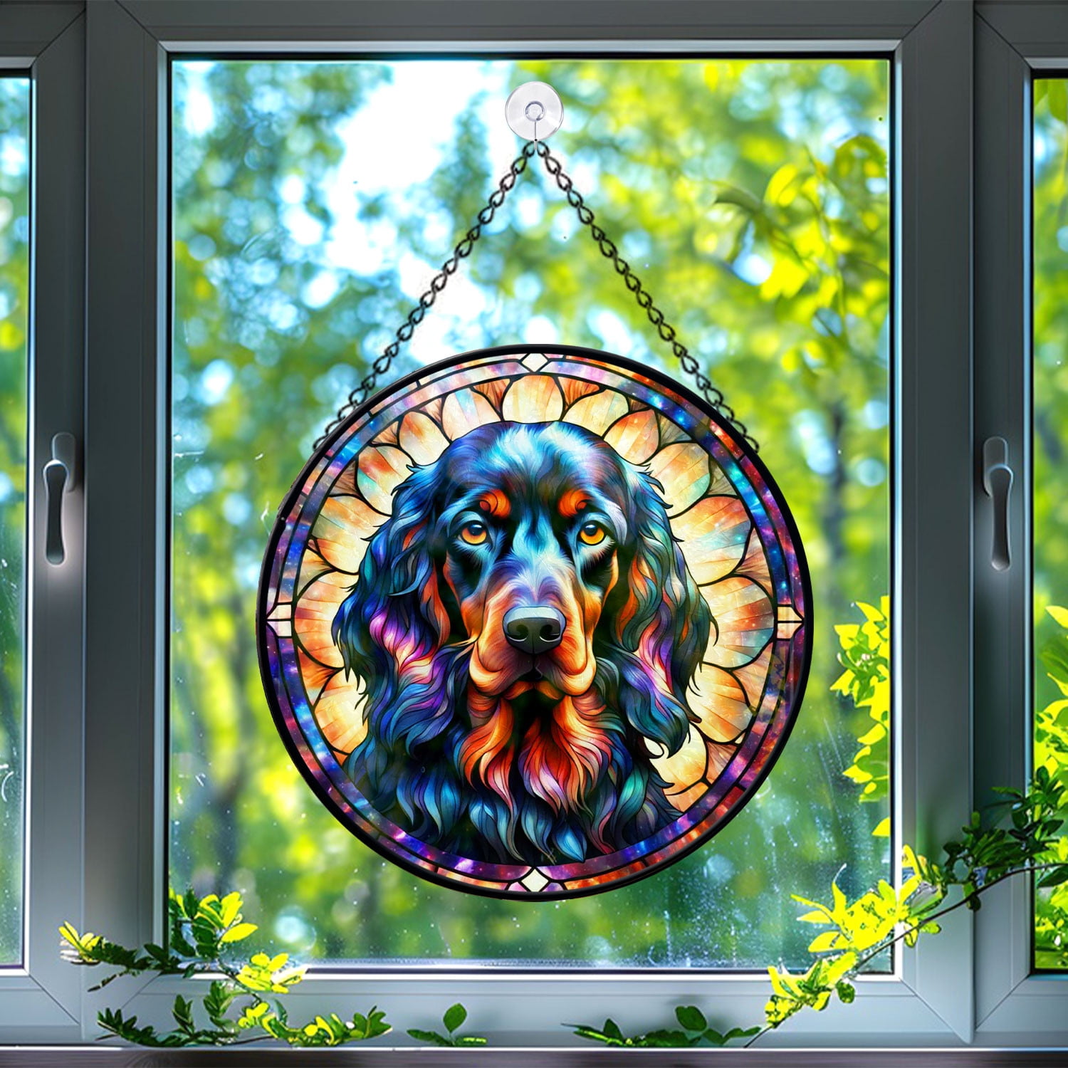 89Bloom Gordon Setter Window Hanging Stained Glass, Gordon Setter ...