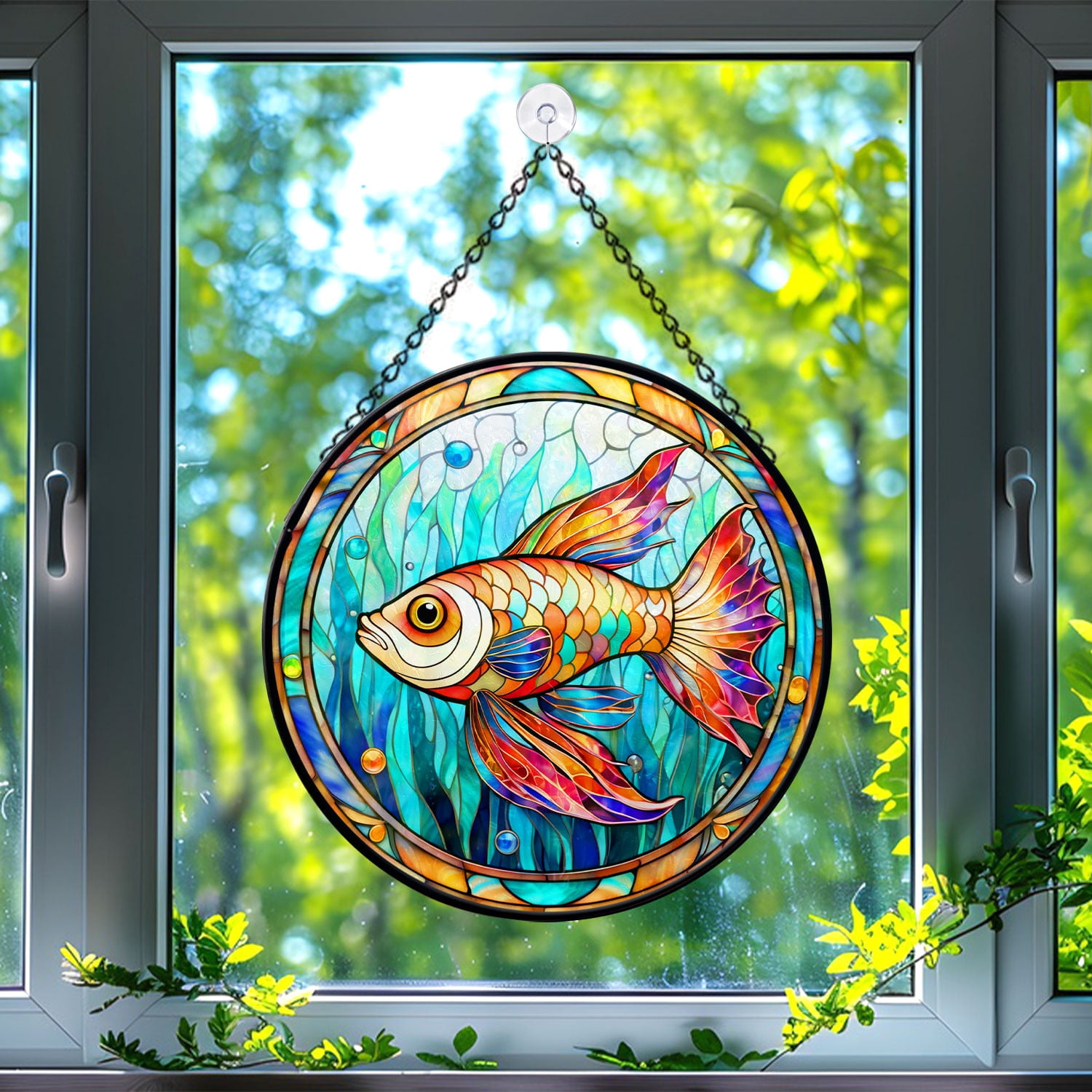 89Bloom Guppy fish 01 Window Hanging Stained Glass, Guppy fish 01 ...