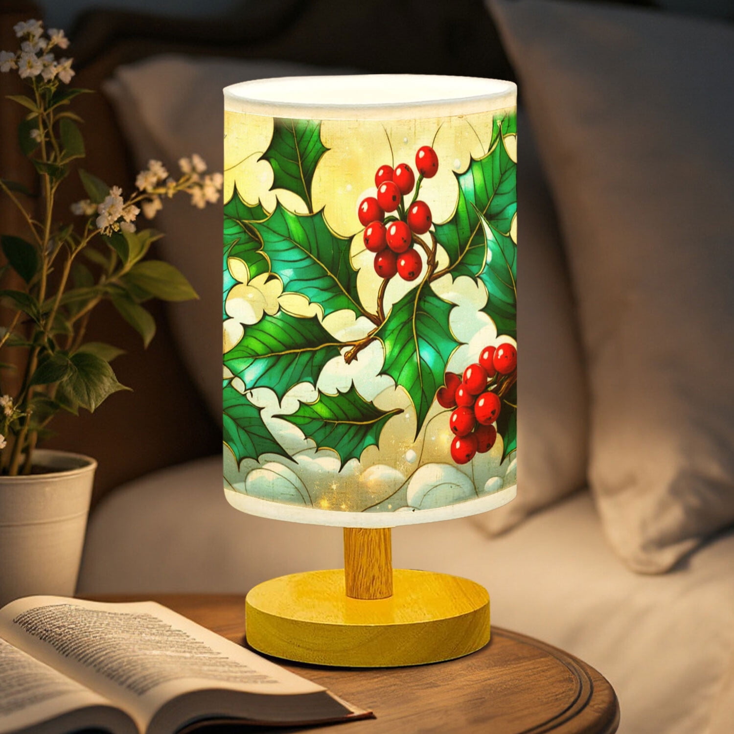 89Bloom Holly Table Lamp LED 3-Color Pressed Bedside, Holly Shade Lamp ...