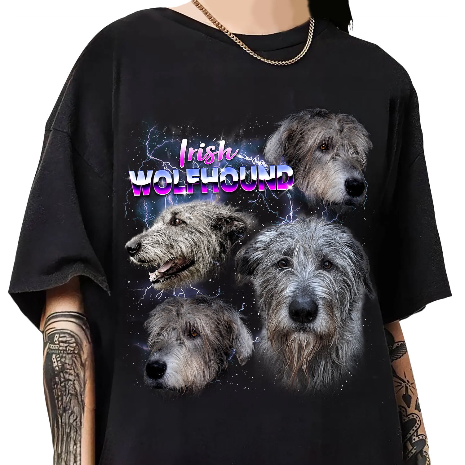 89Bloom Irish Wolfhound Washed T-Shirt, Dog Breed Vintage Tee for Women ...