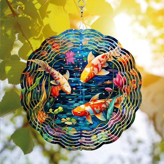 89Bloom Koi Fish Wind Spinner For Yard Garden, Unique 3D Hanging Koi ...