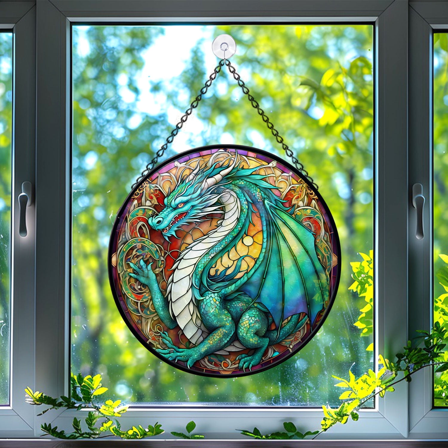 89Bloom Longmu's Dragon Window Hanging Stained Glass, Longmu's Dragon ...