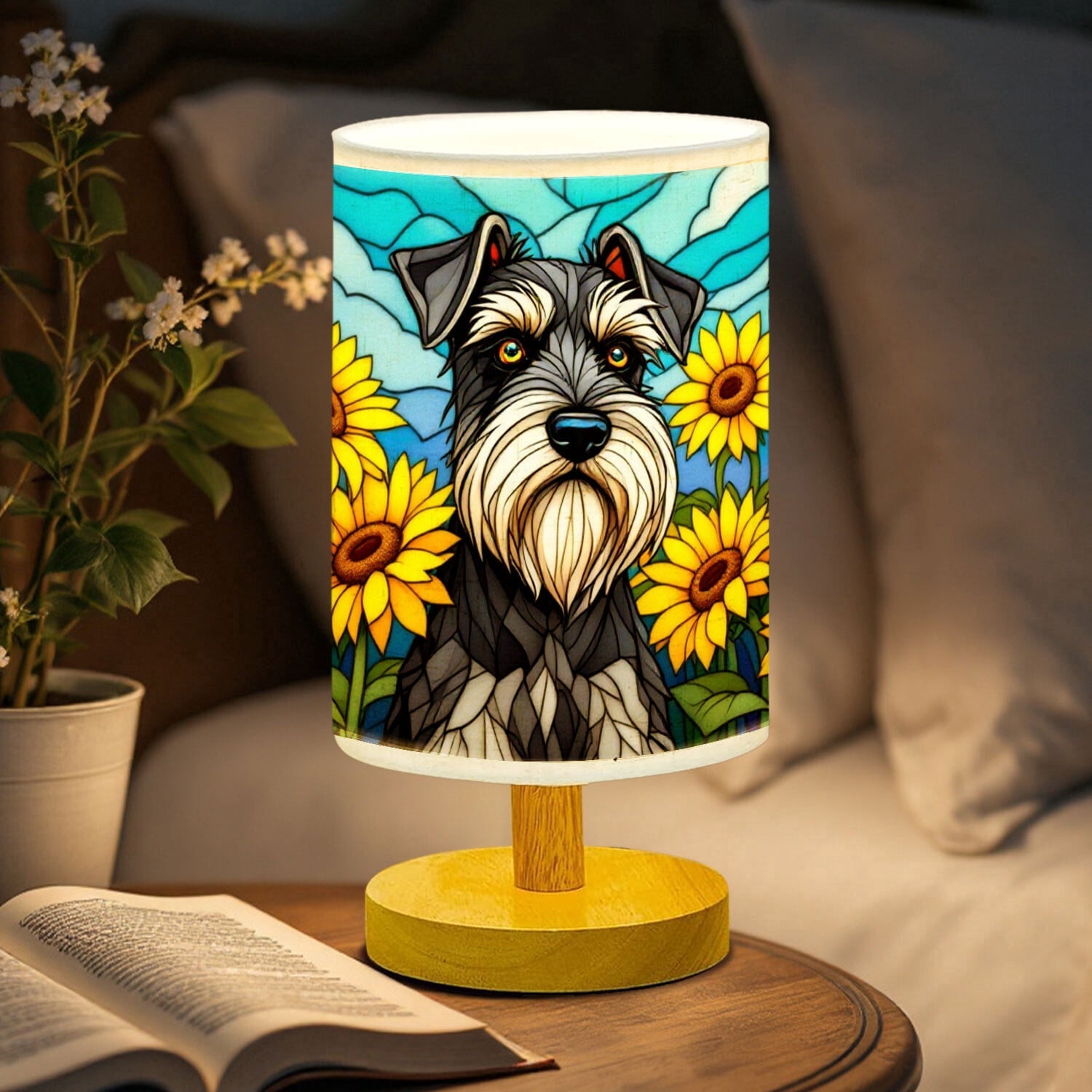89Bloom Miniature Schnauzer Table Lamp LED 3-Color Pressed Bedside ...