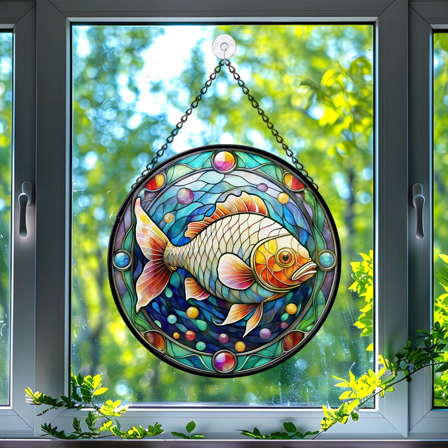89Bloom Molly fish Window Hanging Stained Glass, Molly fish Suncatchers ...
