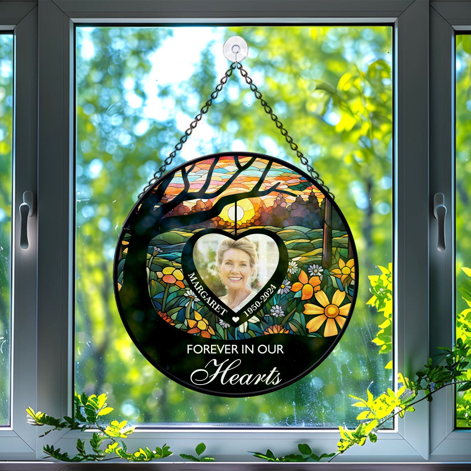 89Bloom Personalized Memorial Stained Glass Suncatcher, In Loving ...