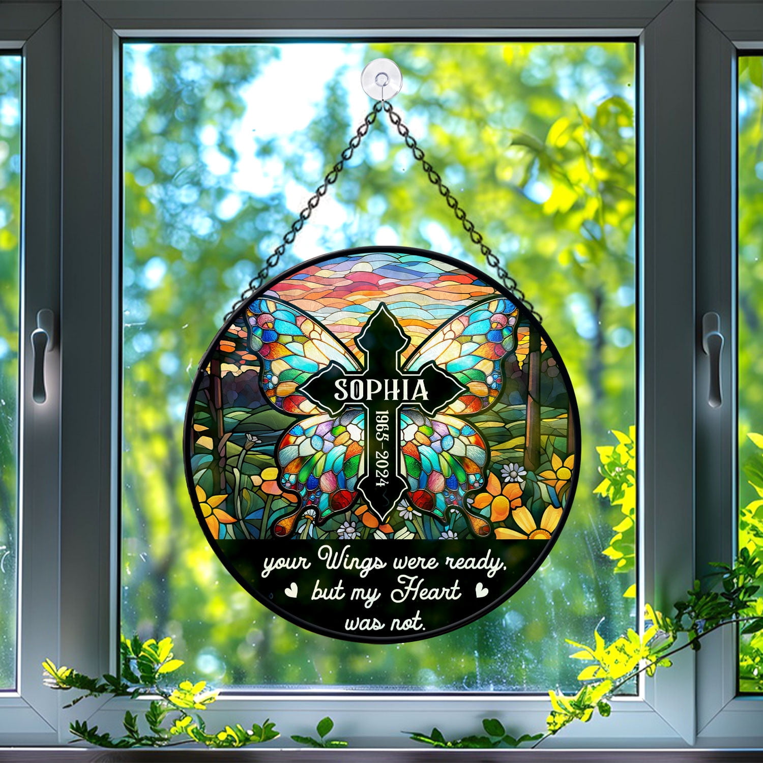 89Bloom Personalized Memorial Stained Glass Suncatcher, In Loving ...