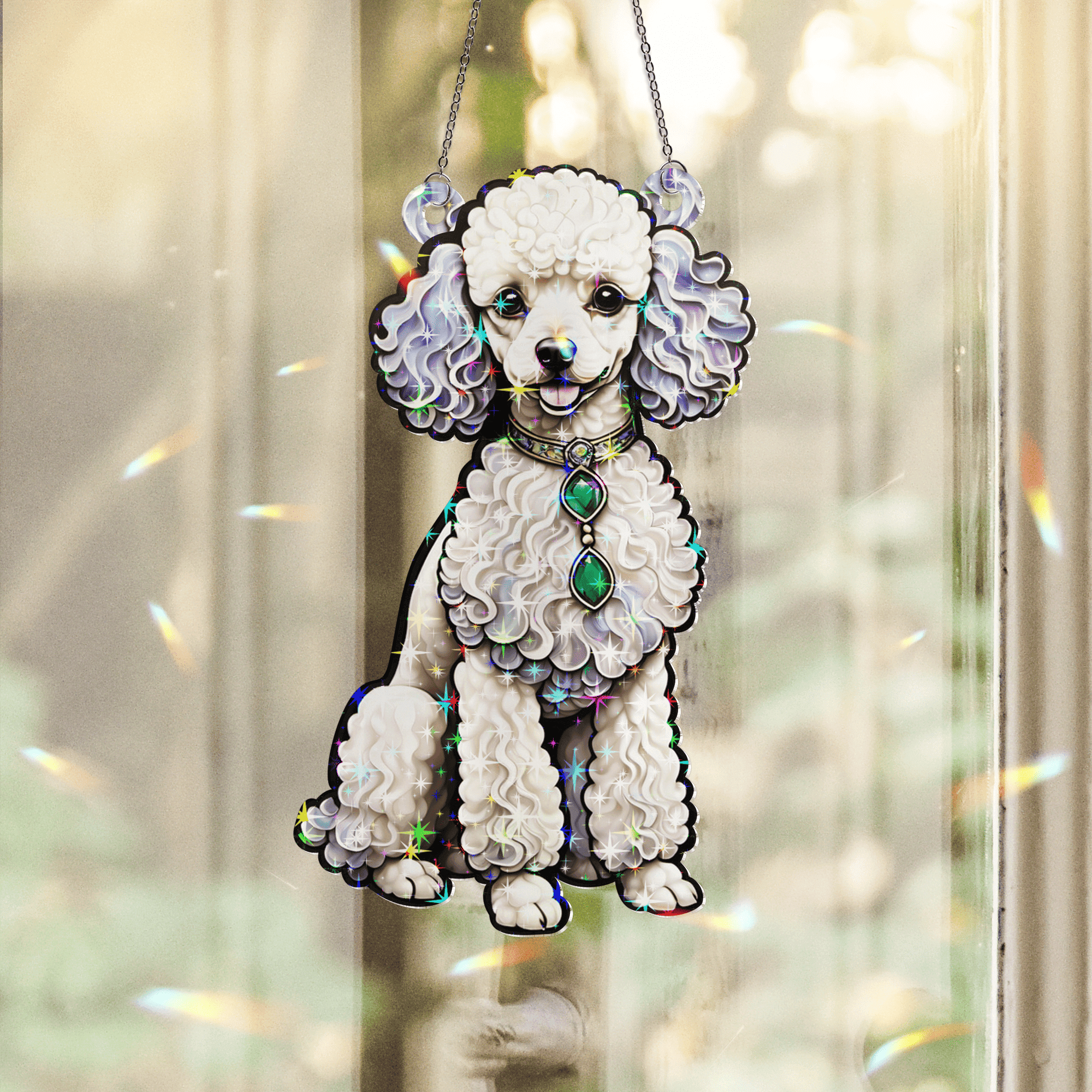 89Bloom Poodle Stained Glass Hologram Ornament, Dog Stained Glass ...