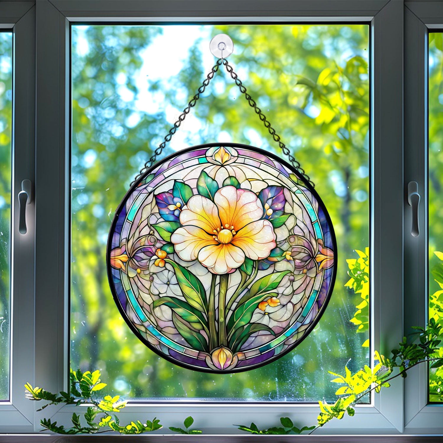 89Bloom Primrose Flower Window Hanging Stained Glass, Primrose Flower ...