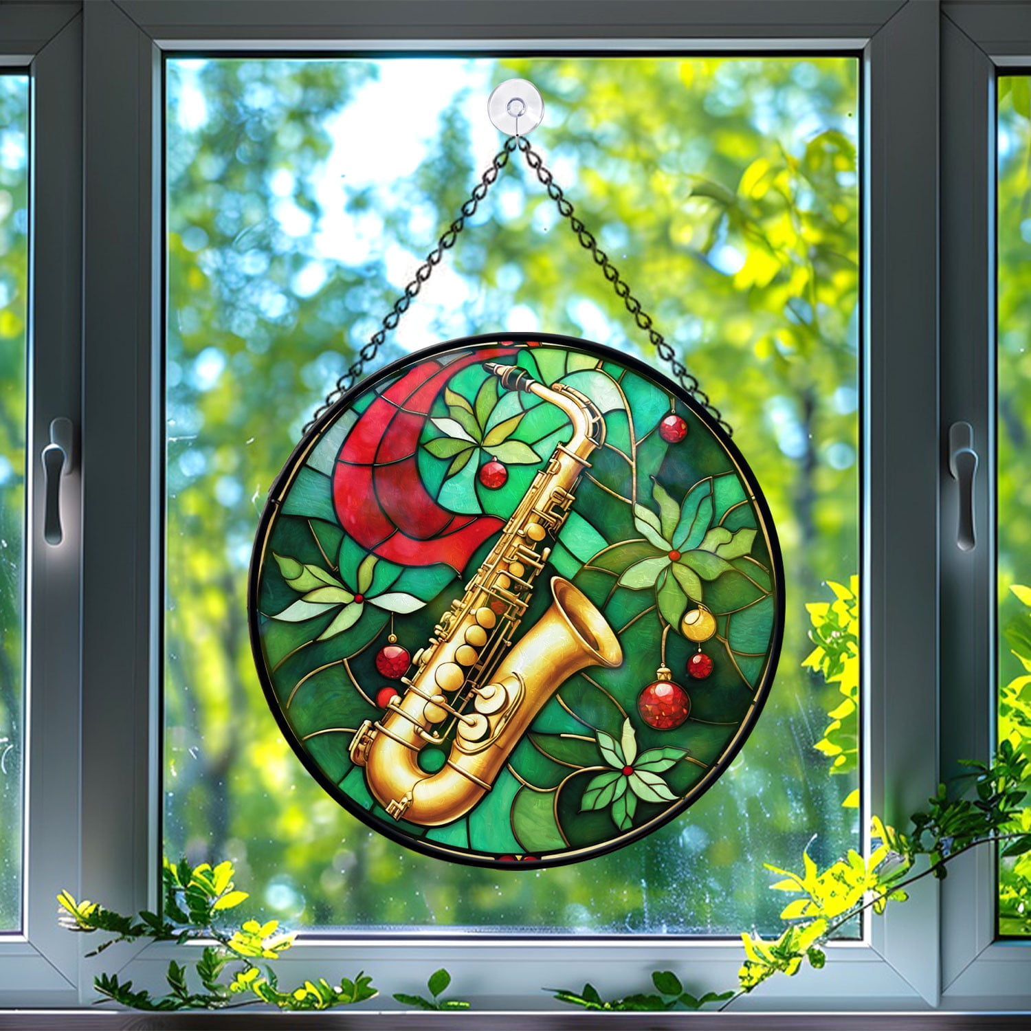 89Bloom Saxophone Window Hanging Stained Glass, Saxophone Book ...