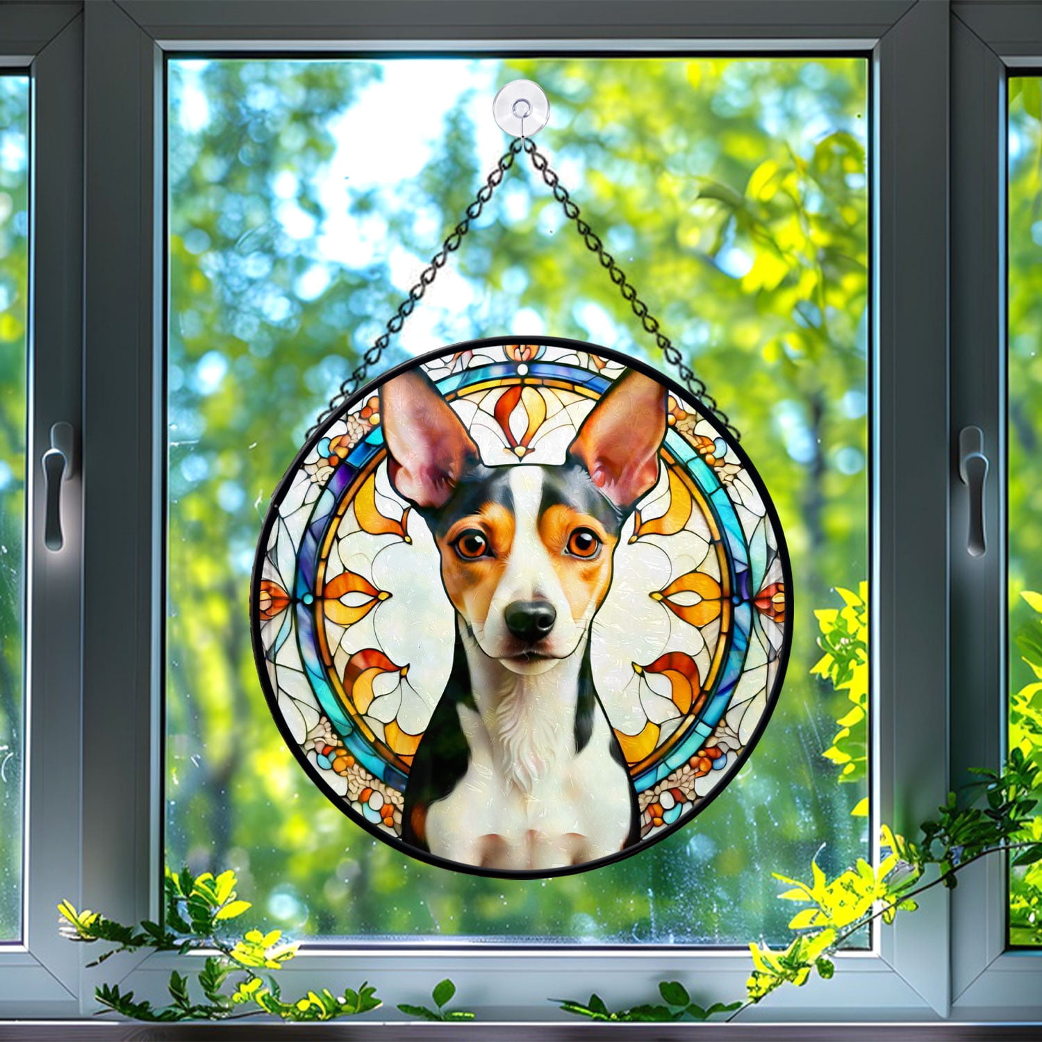 89Bloom Toy Fox Terrier Window Hanging Stained Glass, Toy Fox Terrier ...
