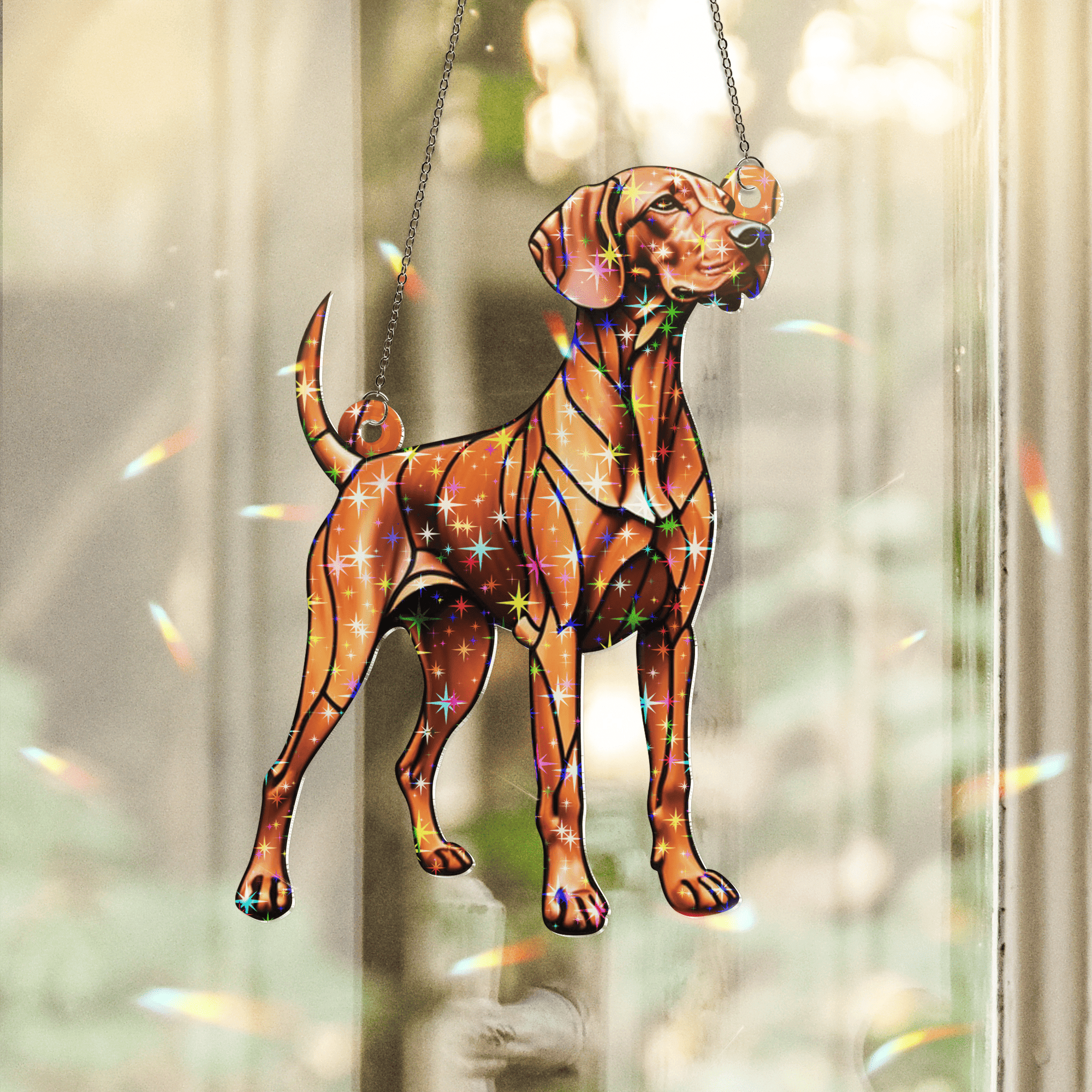 89Bloom Vizsla Stained Glass Hologram Ornament, Dog Stained Glass ...
