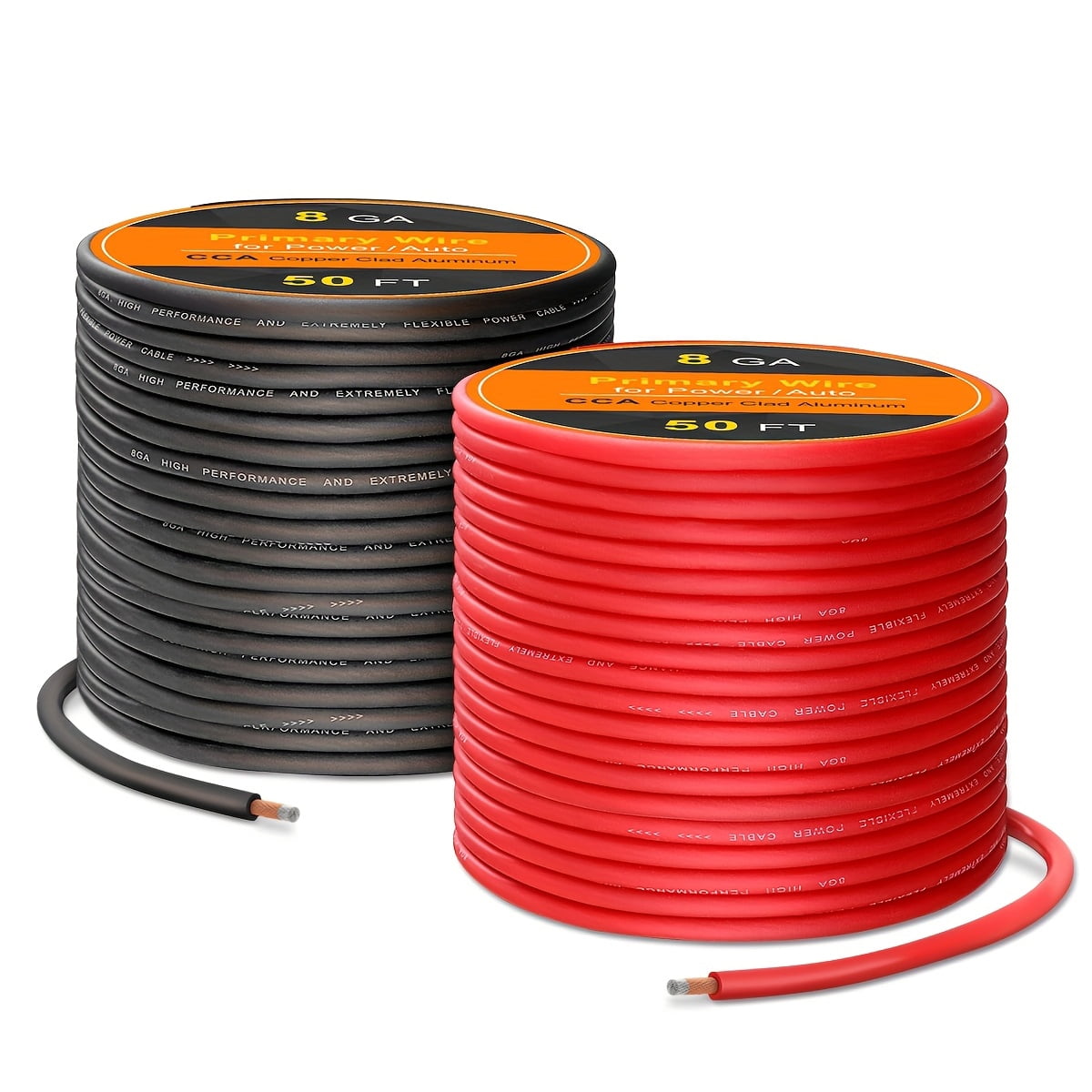 8AWG CCA Electrical Wire 50FT/100FT Red Black 2 Core Parallel Cable ...