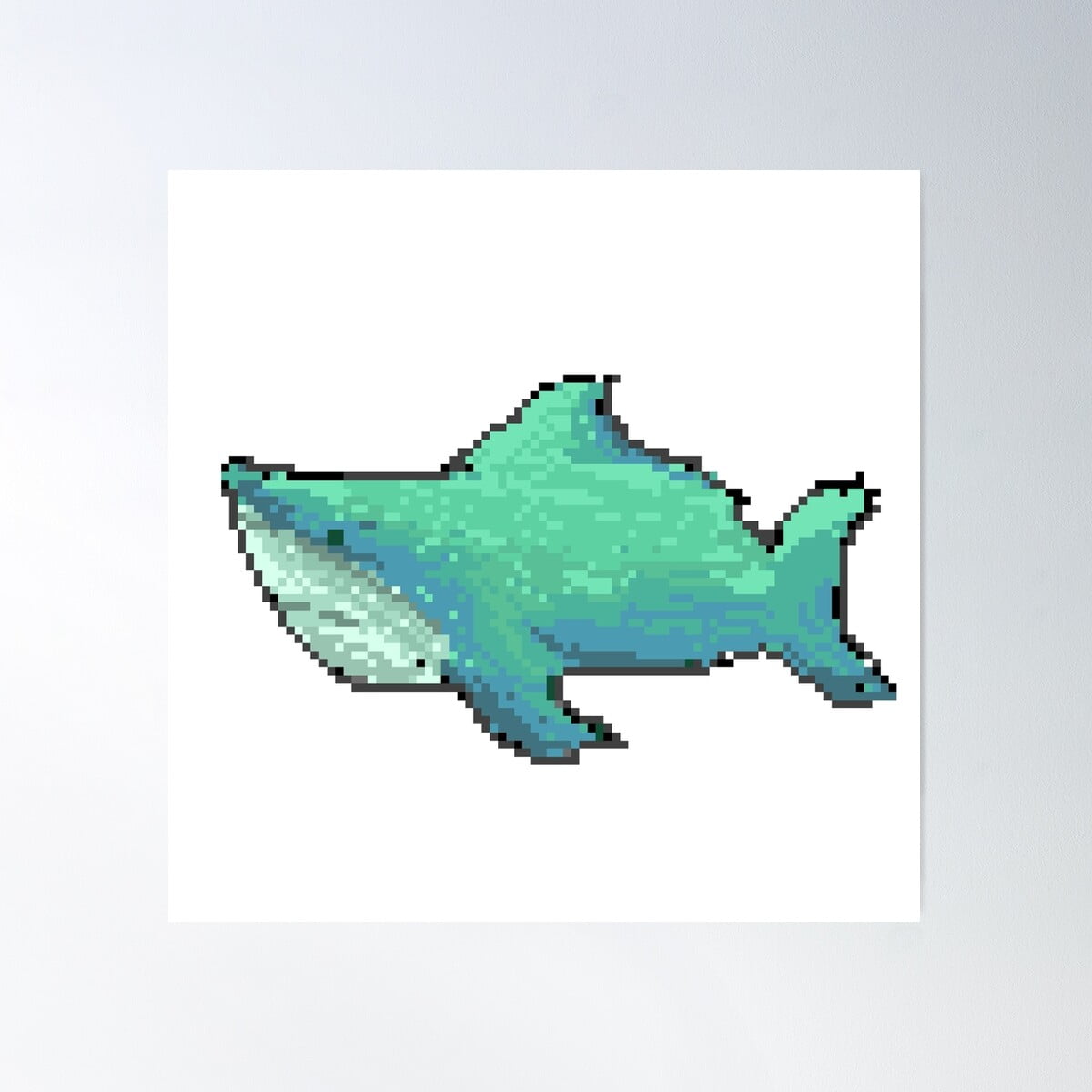 8Bit Shark Poster Wall Art, Modern Wall Decor For Living Room Bedroom ...
