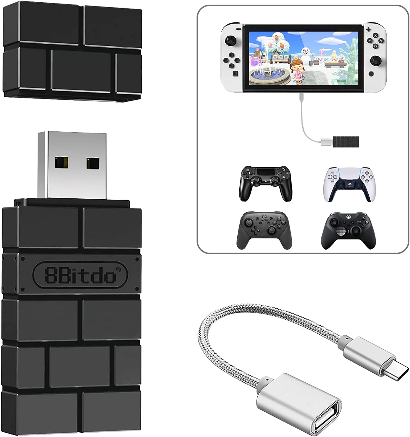 8BitDo USB Wireless Controller Adapter 2 Converter Dongle for Switch ...