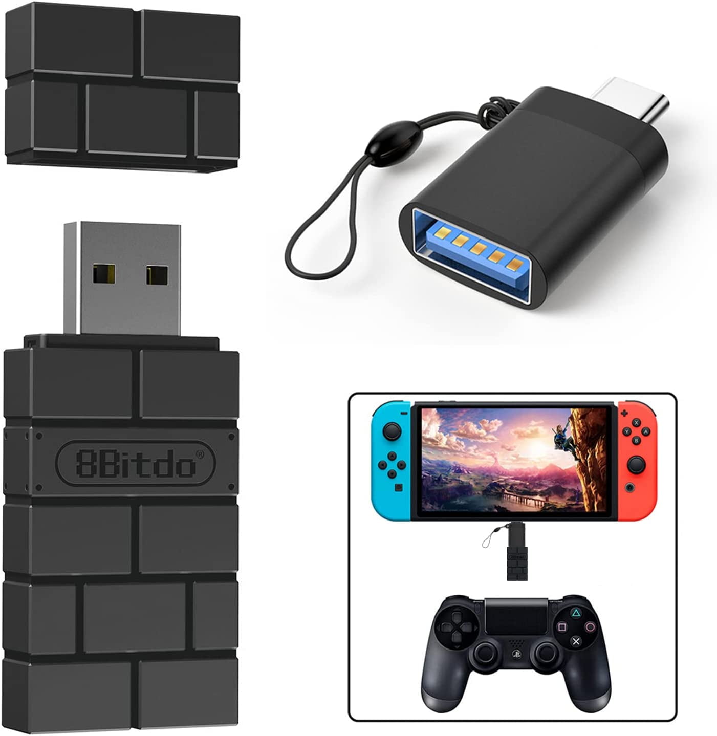 8Bitdo Wireless Controller USB Adapter 2 Gamepad Receiver Mini USB Switch Converter Compatible ...