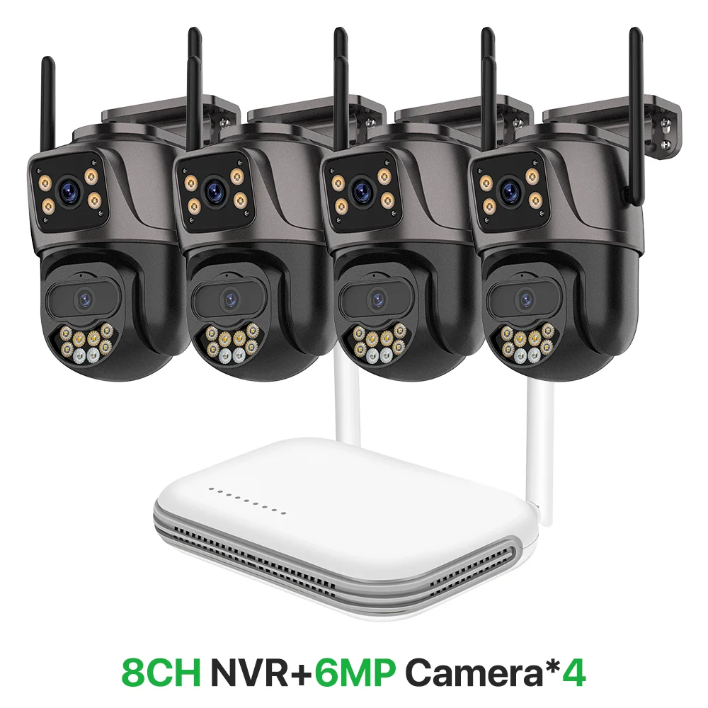 8CH WiFi NVR Recorder PTZ Waterproof Camera 6MP IP Trackable Dual Lens ...