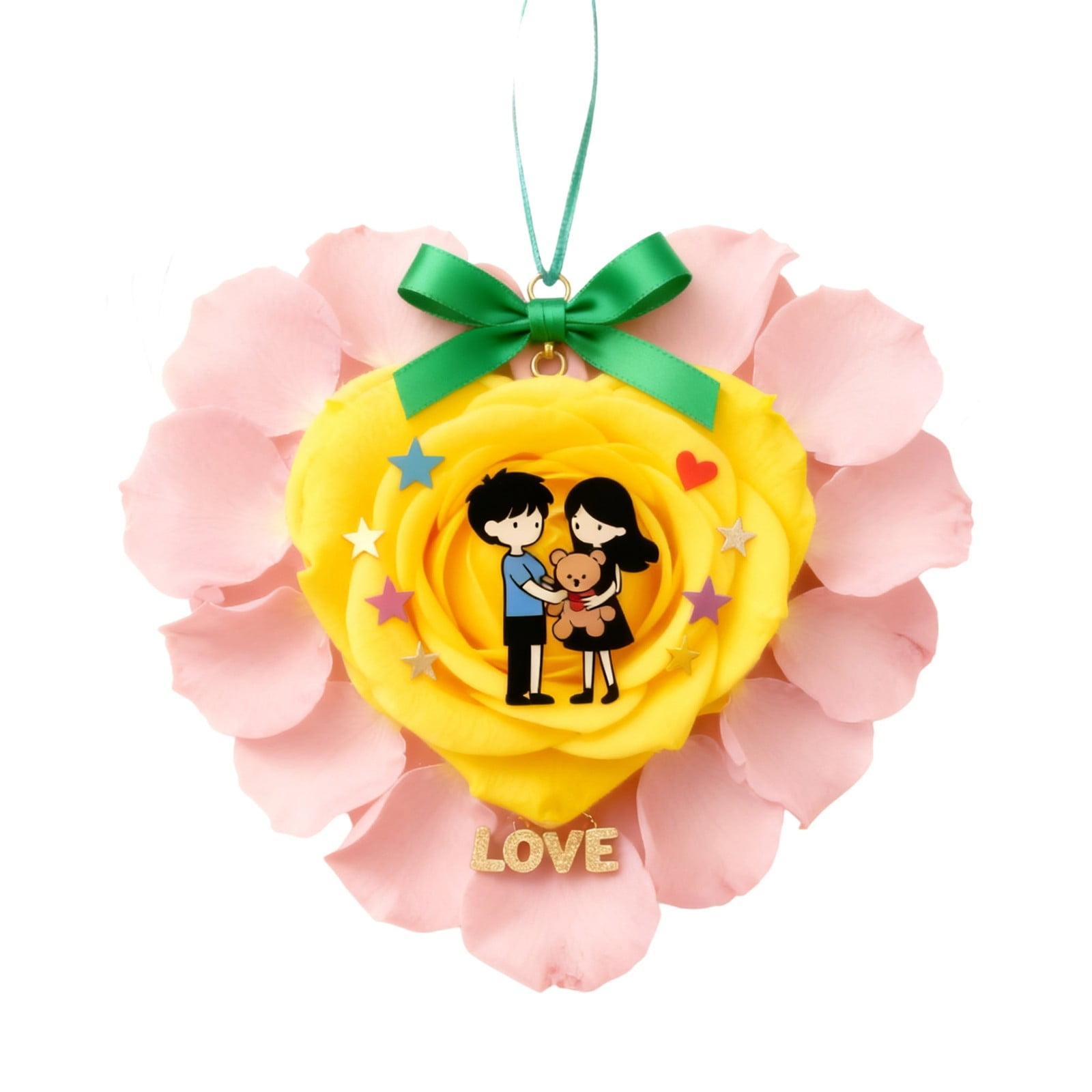 8CM Acrylic Heart Shaped Pendant Couple Cartoon Character Valentine's ...