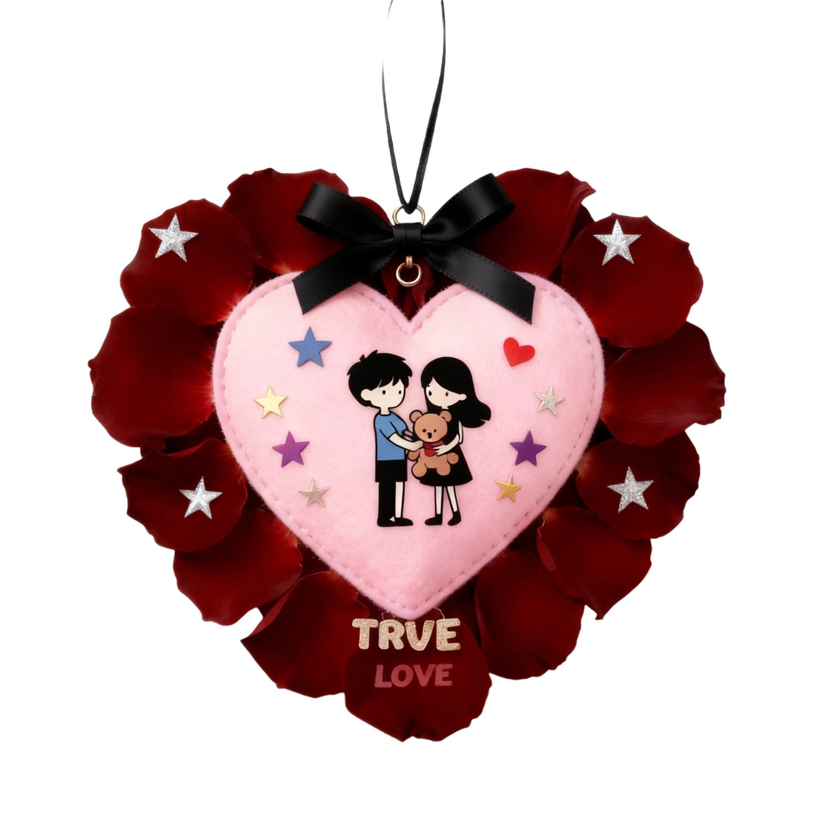 8CM Acrylic Heart Shaped Pendant Couple Cartoon Character Valentine's ...